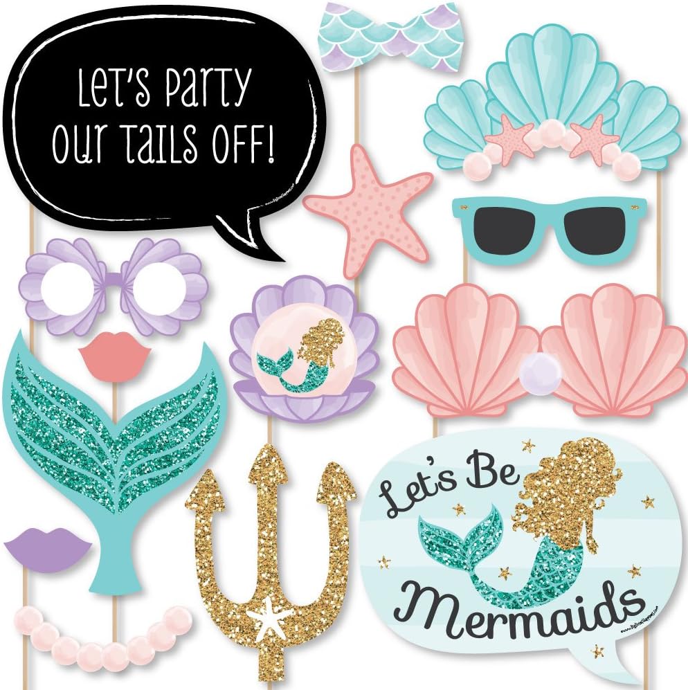 Amazon.com: Konsait 25 Count Mermaid Photo Booth Props, Glitter Mermaid ...