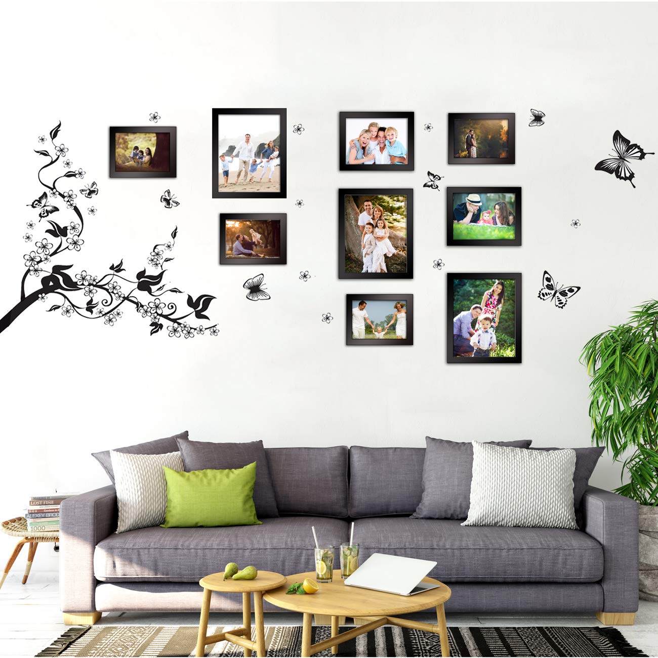 Buy Art Street - Set of 9 Individual Black Wall Photo Frames With Tree ...