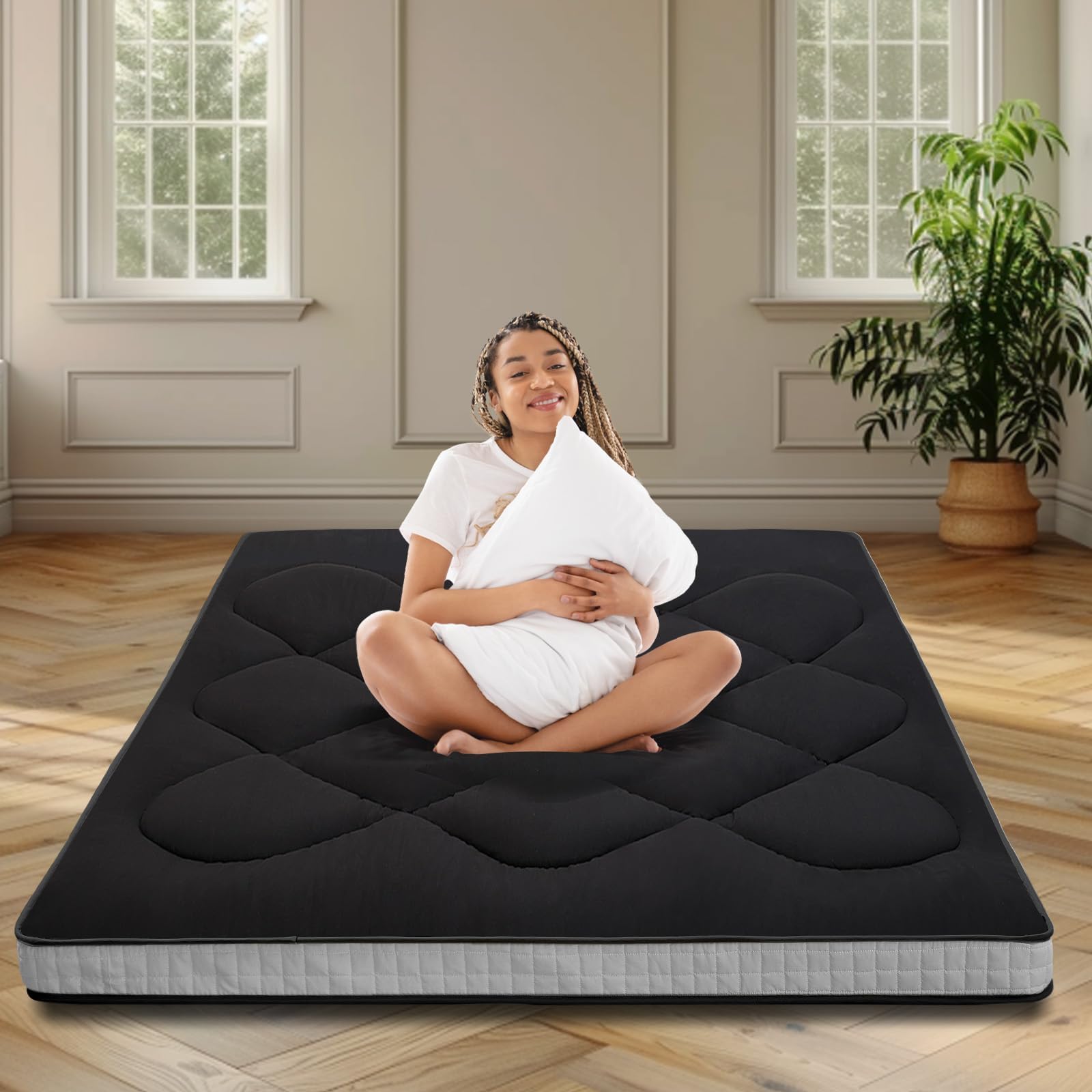 Amazon.com: VISTABLUE Japanese Futon Floor Mattress Foldable Tatami Mat ...