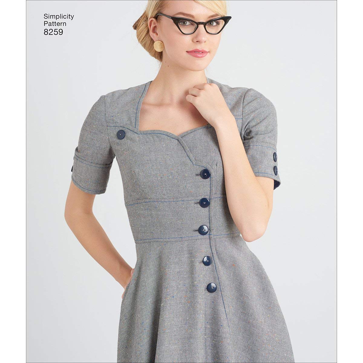 Amazon.com: Simplicity 8259 Women's Front Button Down Dress Sewing ...