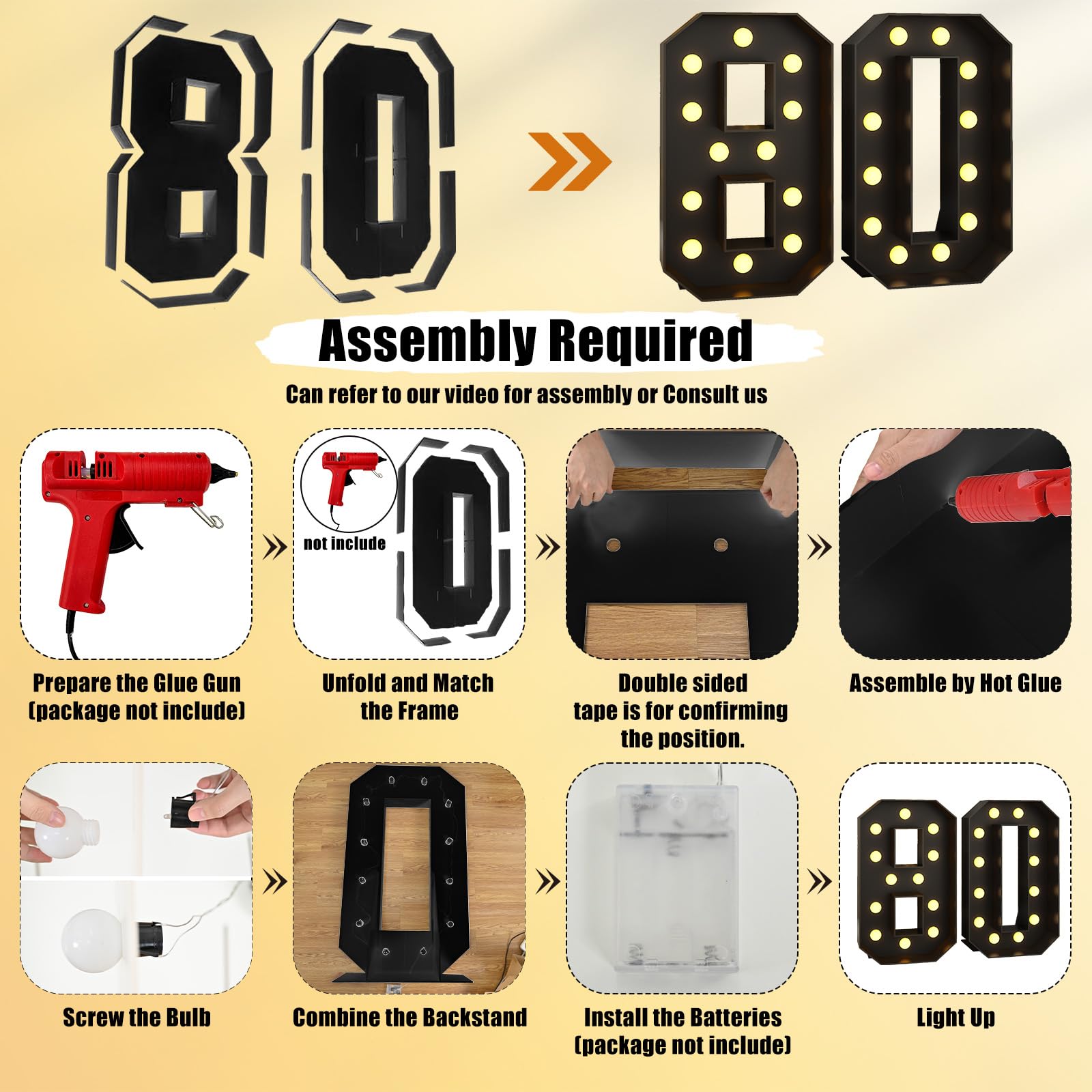 Snapklik.com : 4FT Marquee 80 Numbers Large Black Number Marquee