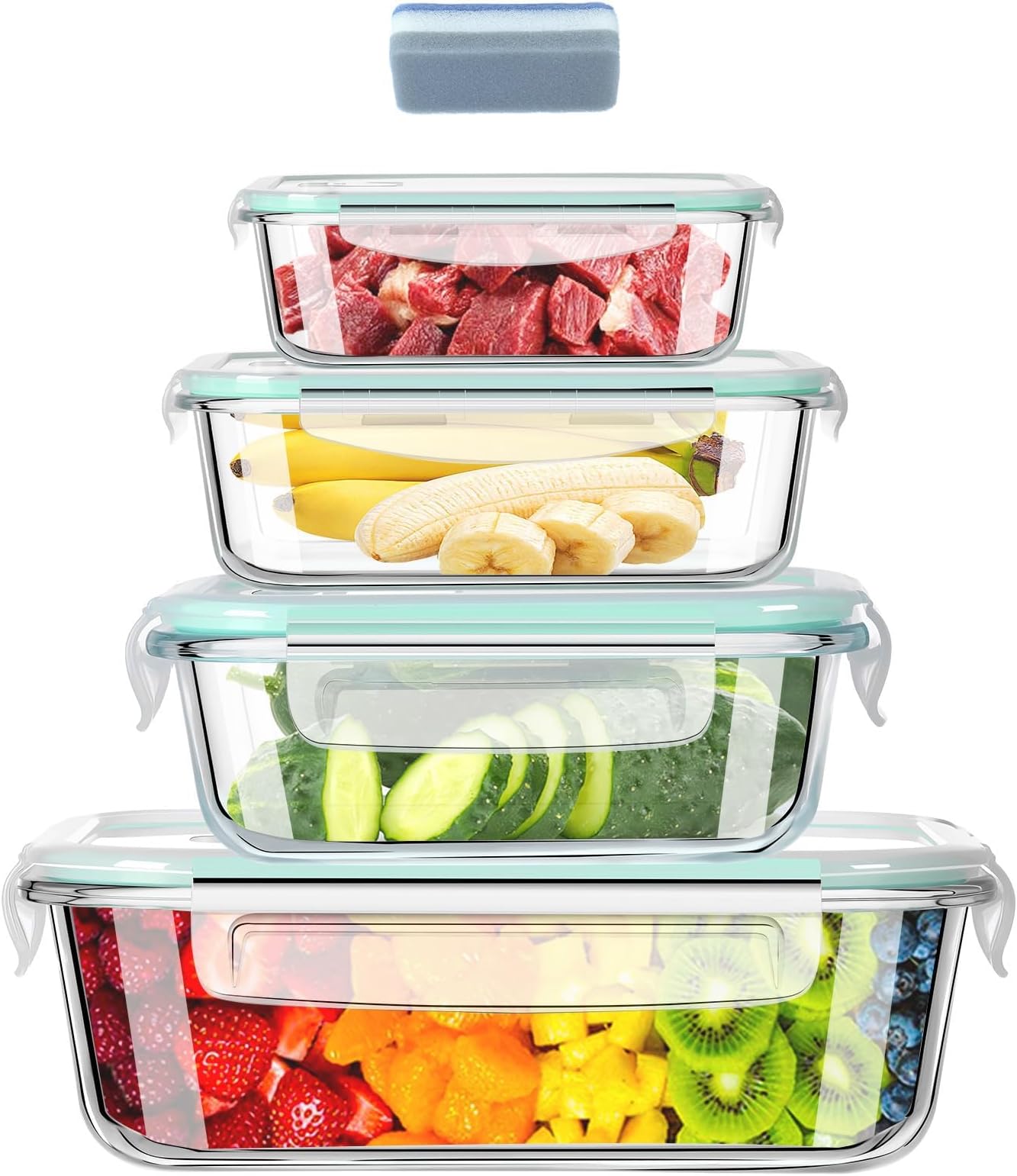 Homiu Glass Food Containers with Lids | Airtight Meal Prep Glass ...