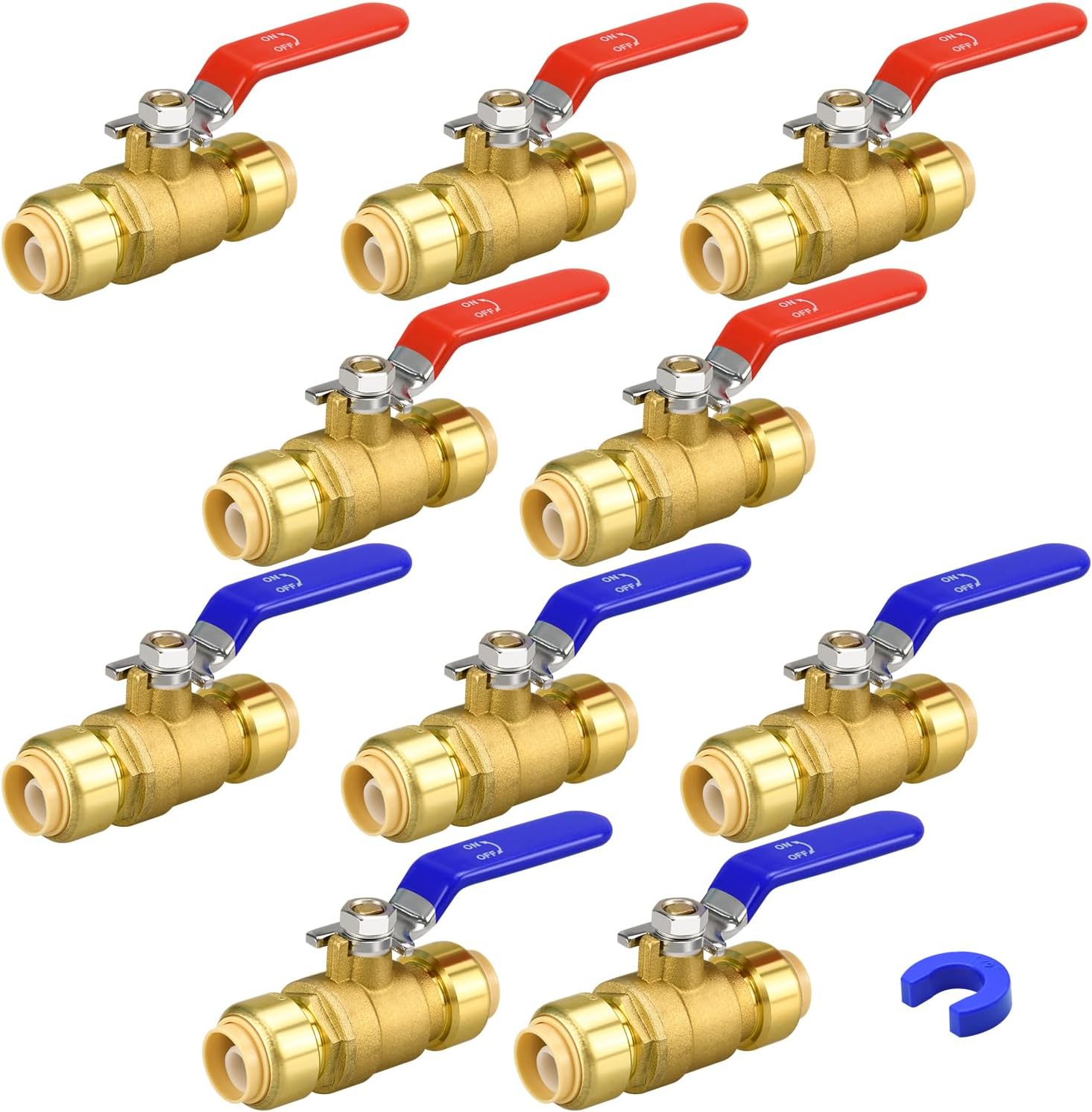 Amazon.com: Push Fit Ball Valve, 10 Pack 1/2" Push-Fit Full Port Ball ...