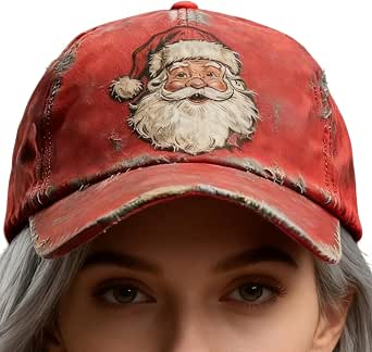 Amazon.com: Santa Claus Print Cap, Red Christmas Santa Claus Hat, Cool ...