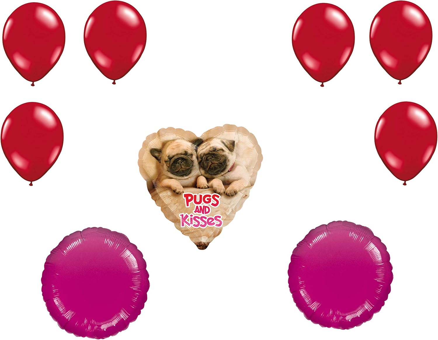 Amazon.com: LOONBALLOON Standard Size Avanti Pugs & Kisses Balloon 9x ...