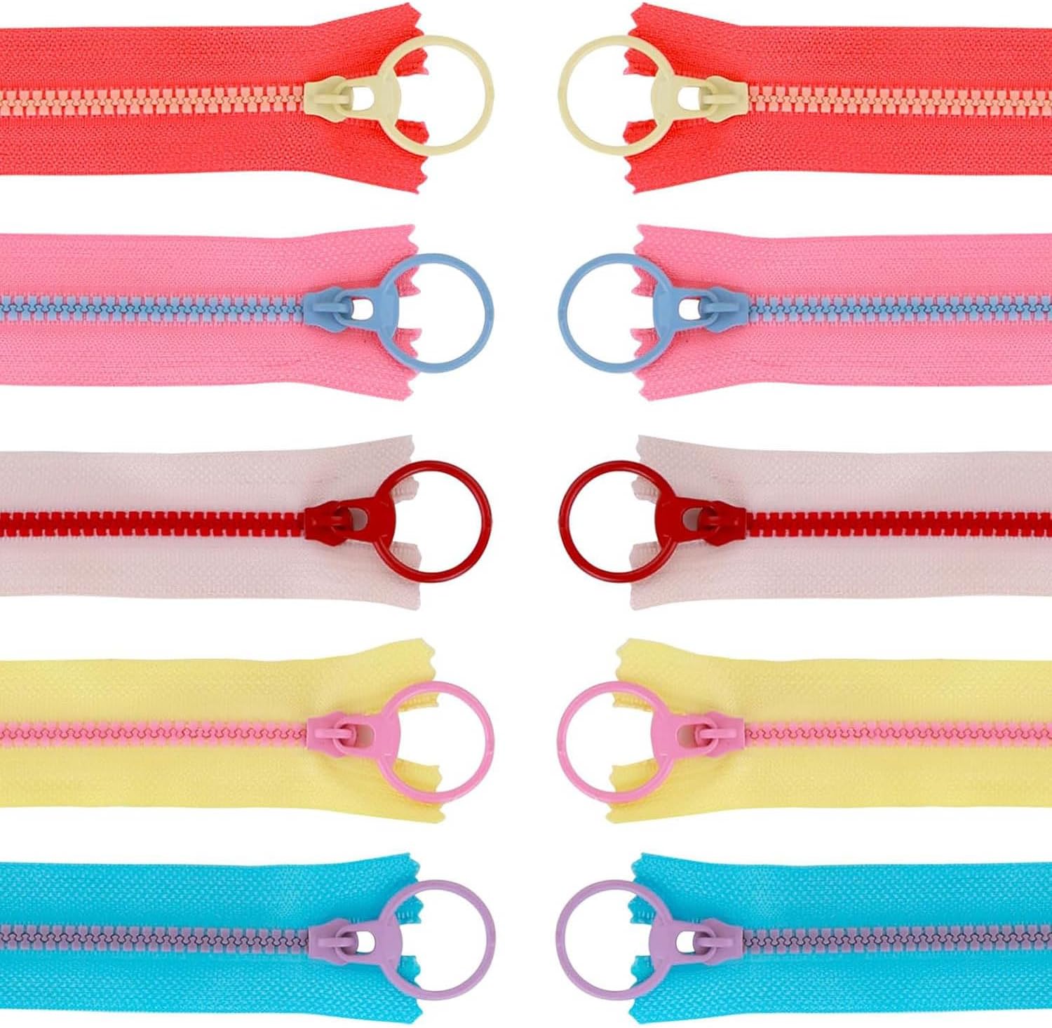 15cm Zippers for Sewing Resin Metal Ring Puller Colorful Sewing Pouch ...