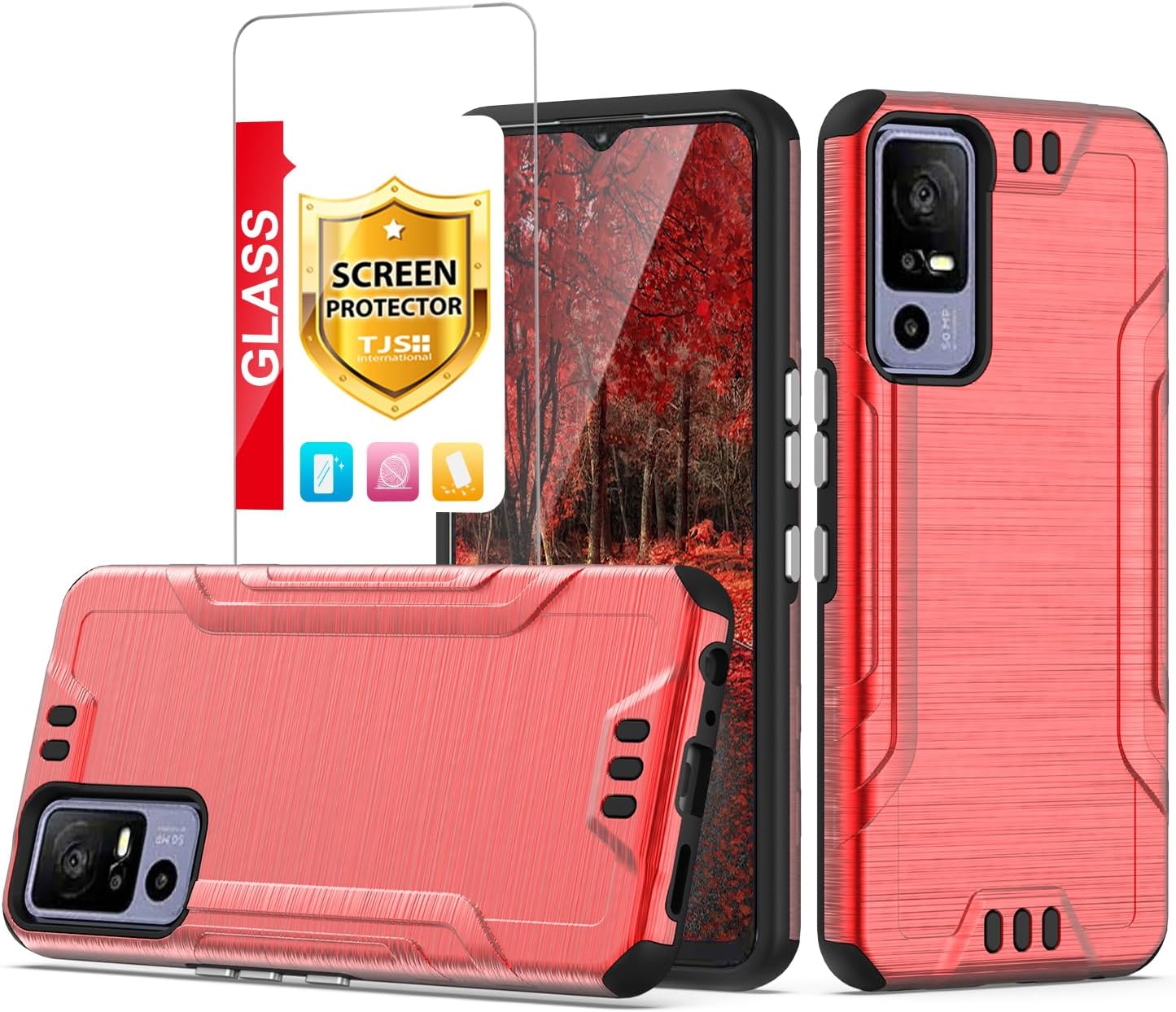 Amazon.com: TJS Compatible for TCL 40 XE 5G Case, with Tempered Glass Screen Protector, Magnetic ...