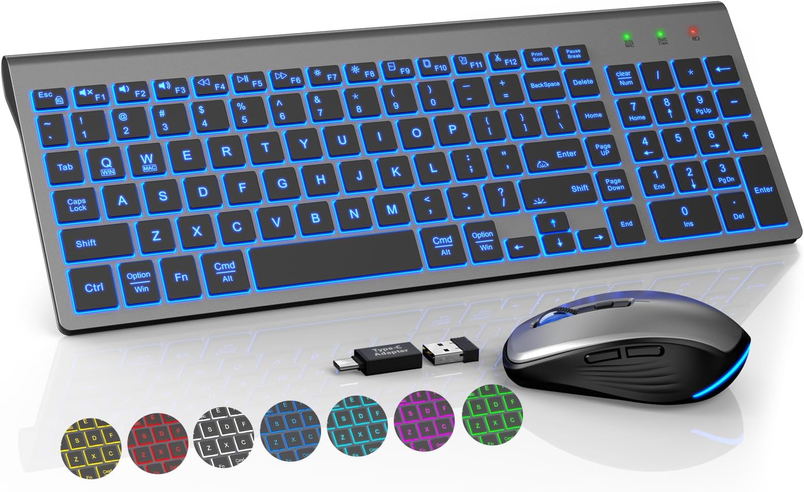 Amazon.com: SABLUTE Wireless Keyboard and Mouse Combo Backlit - Compact ...