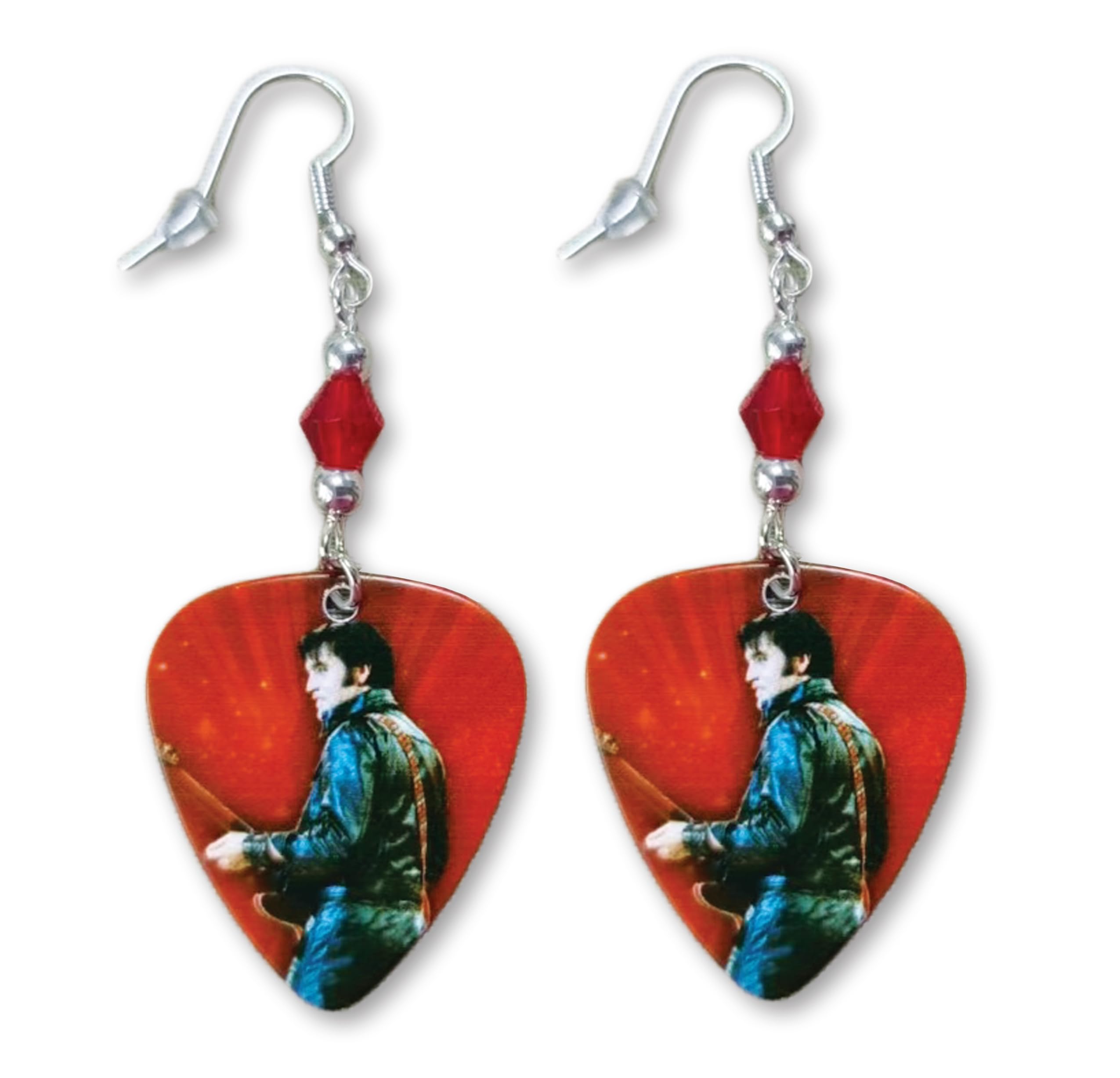 Amazon.com: Elvis Presley '68 Name Guitar Pick Earrings With Red And ...
