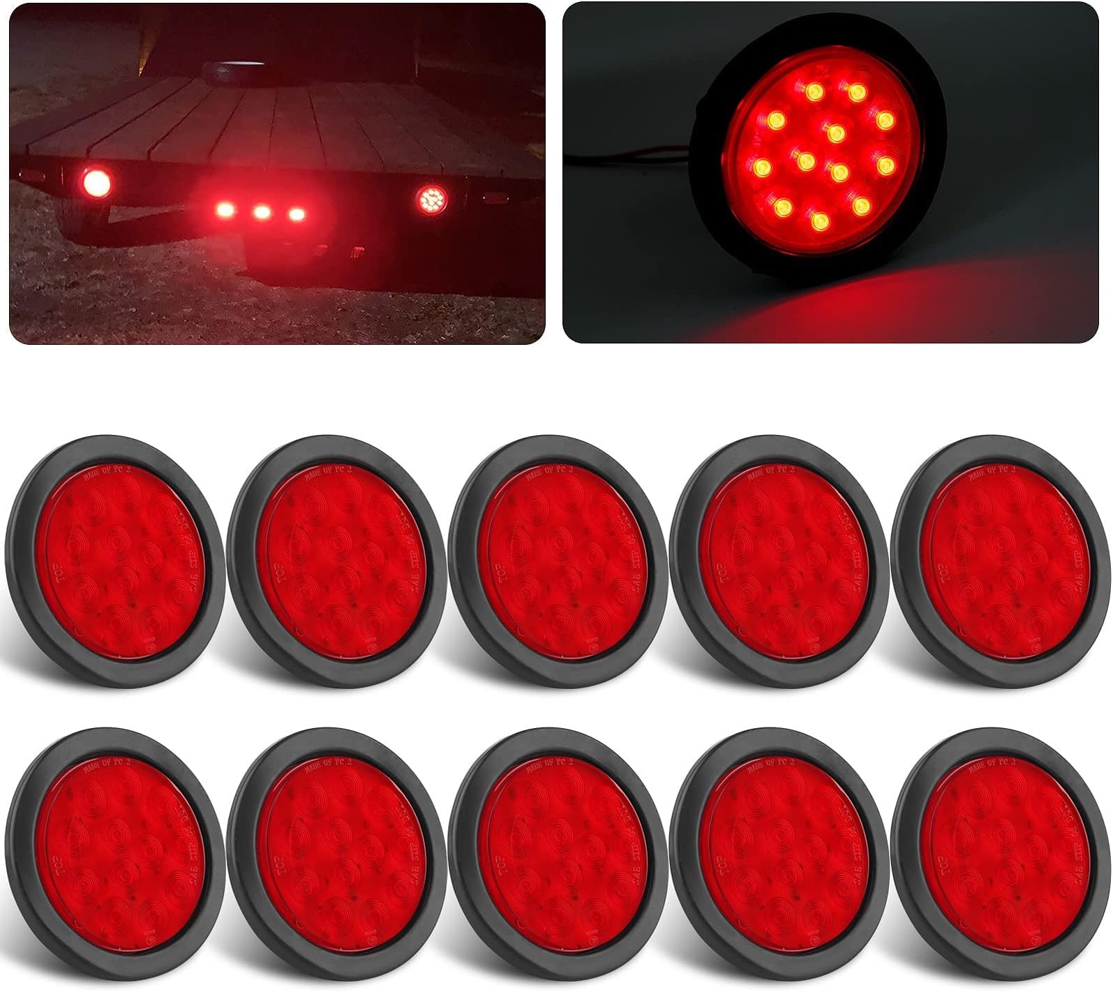 Amazon.com: 8PCS 4 Inch Round Led Trailer Tail Lights 24 LEDs ...