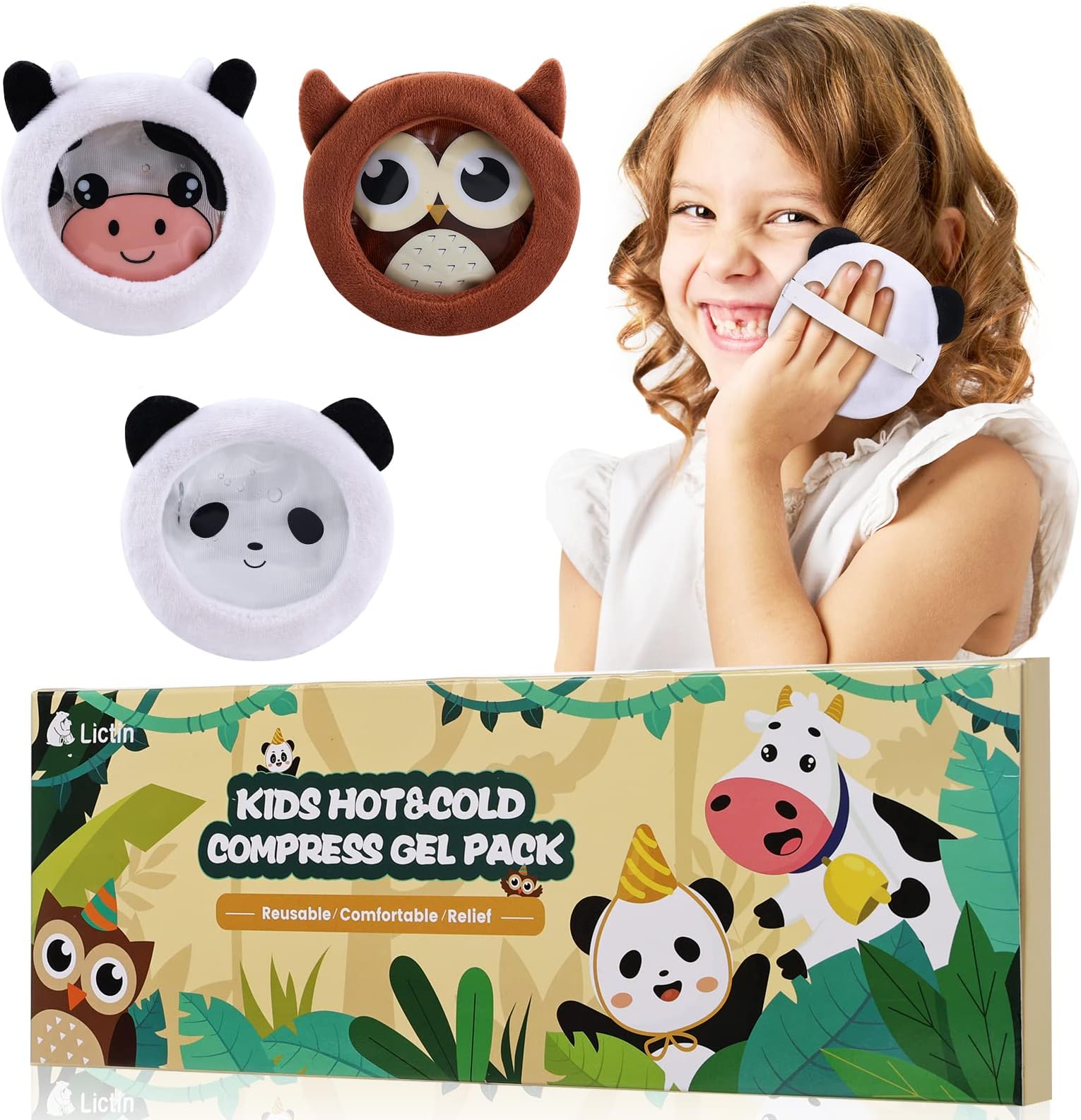 Amazon.com: Large Kids Boo Boo Ice Pack,2 Packs Cute Heat Cold Gel ...