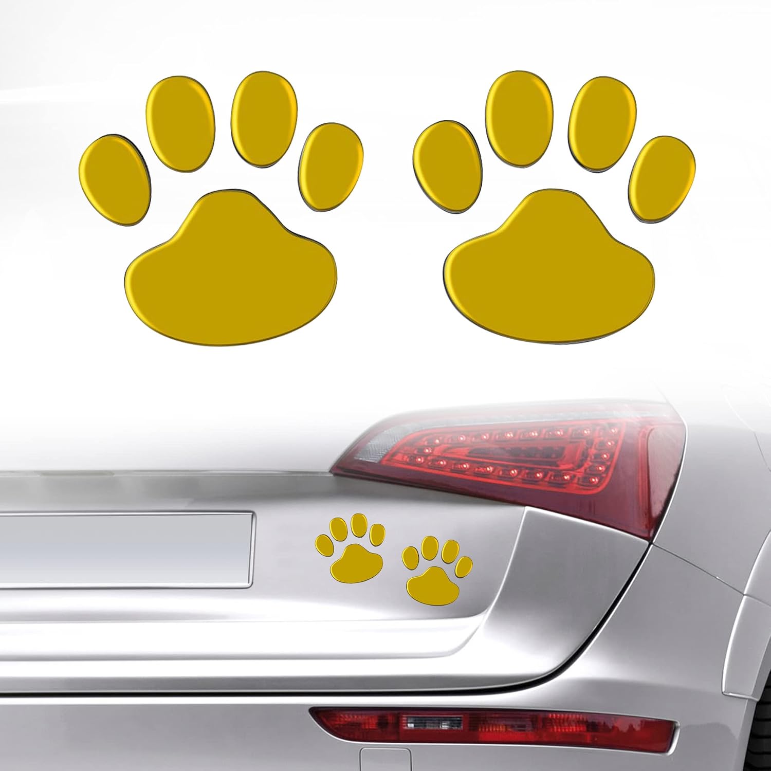2 Pieces 3D Chrome Dog Paw Footprint Sticker,Dog Paw Car Sticker Decal ...