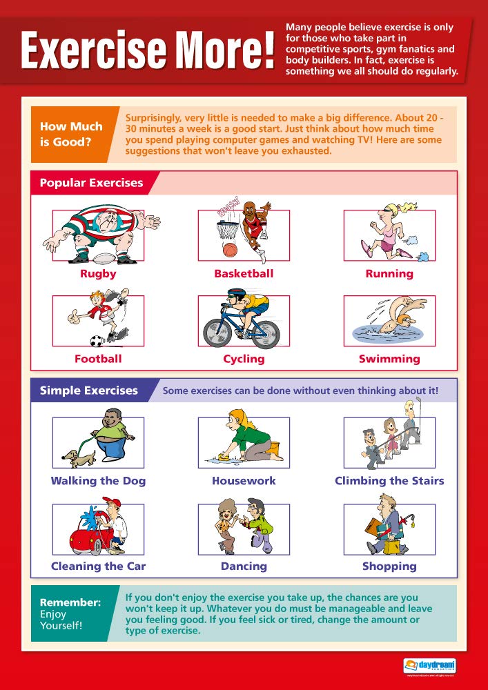 Amazon.com: Daydream Education Exercise More | PSHE Posters | Laminated ...