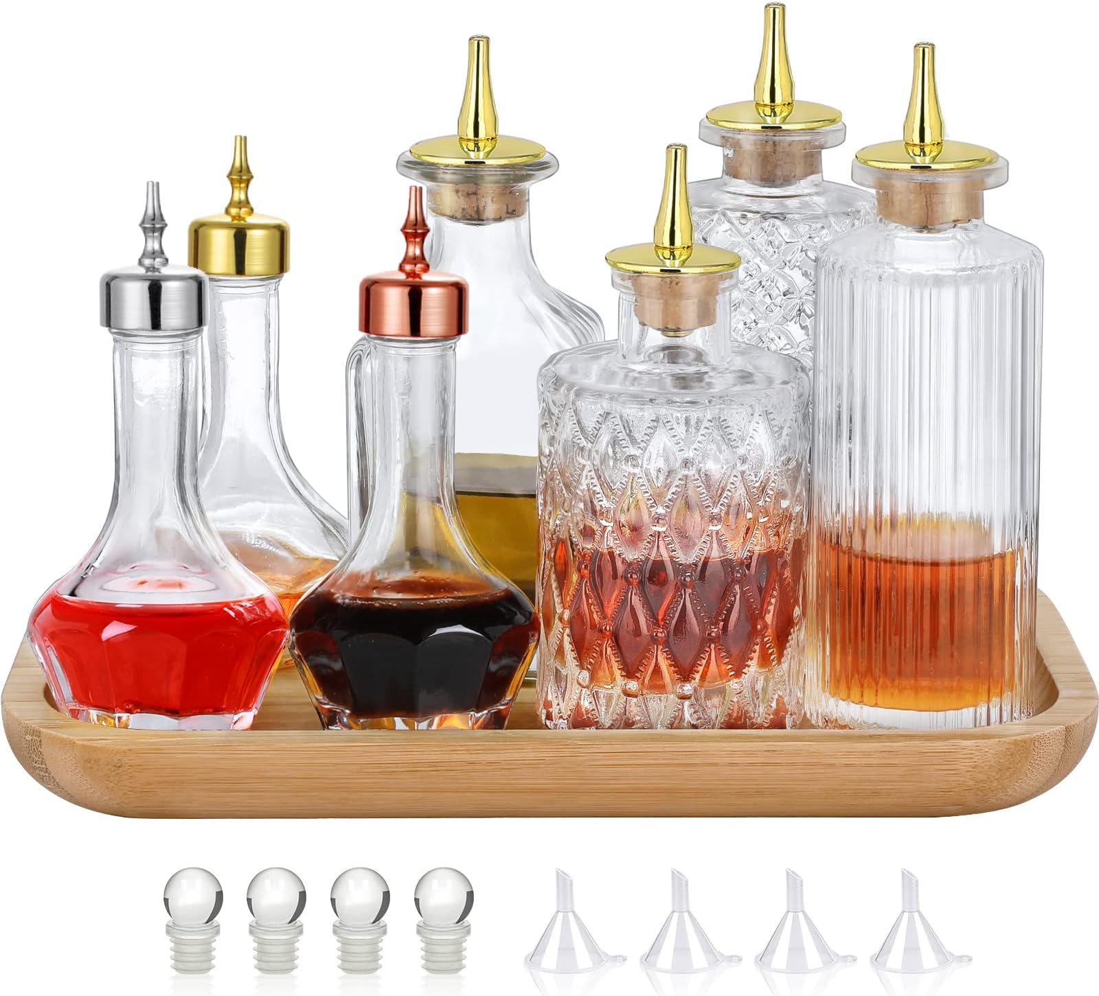 Amazon.com: LINALL Bitters Bottle - Set of 7 Glass Dash Bottle ...