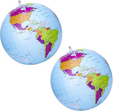 Yuannee Inflatable World Globe,2PCS Globes Educational Geographic PVC ...