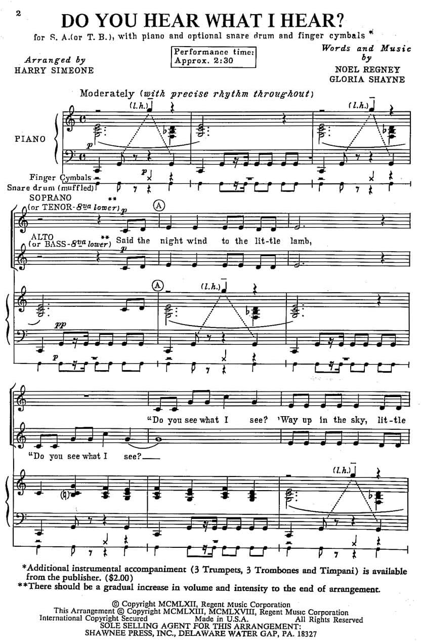 Gloria Shayne,Noel Regney: Do You Hear What I Hear?: 2-Part Choir ...