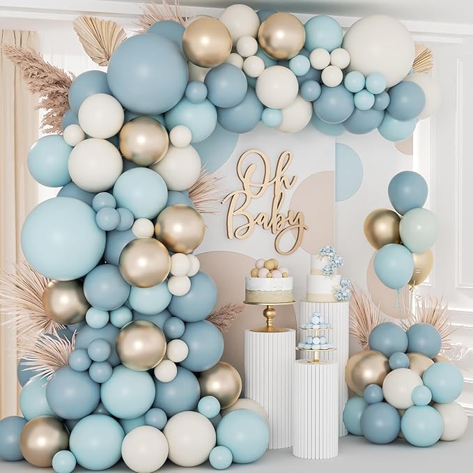 Amazon.com: 138Pcs Dusty Blue Balloons Arch Garland Kit, Dusty Baby ...