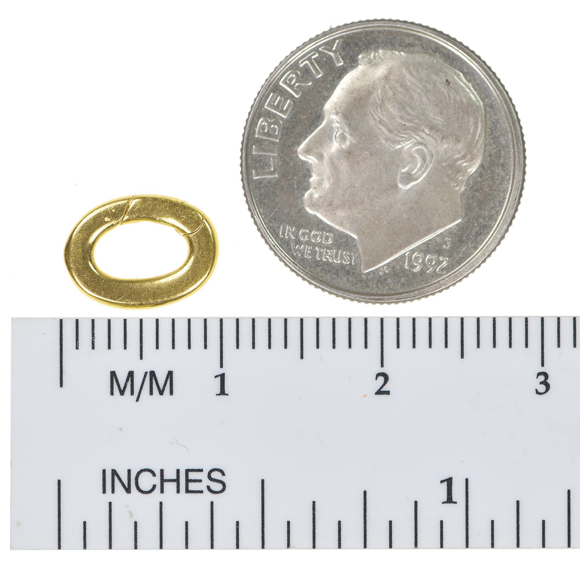 Snapklik.com : 14K GP Sterling Silver Oval Spring Gate Connector Small ...