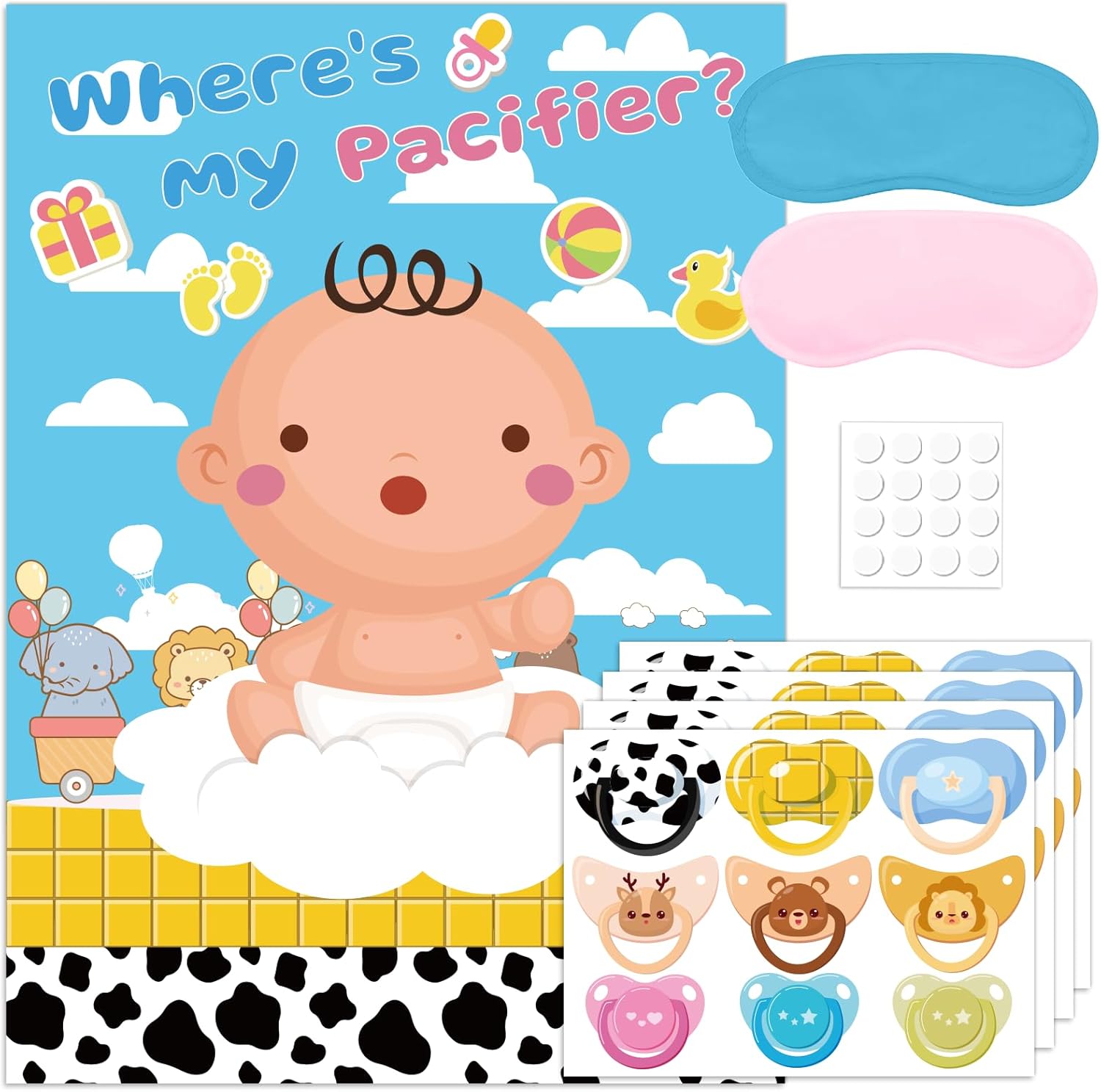 Amazon.com: QISOLIY Pin The Pacifier on The Baby Game with 36 Pcs ...