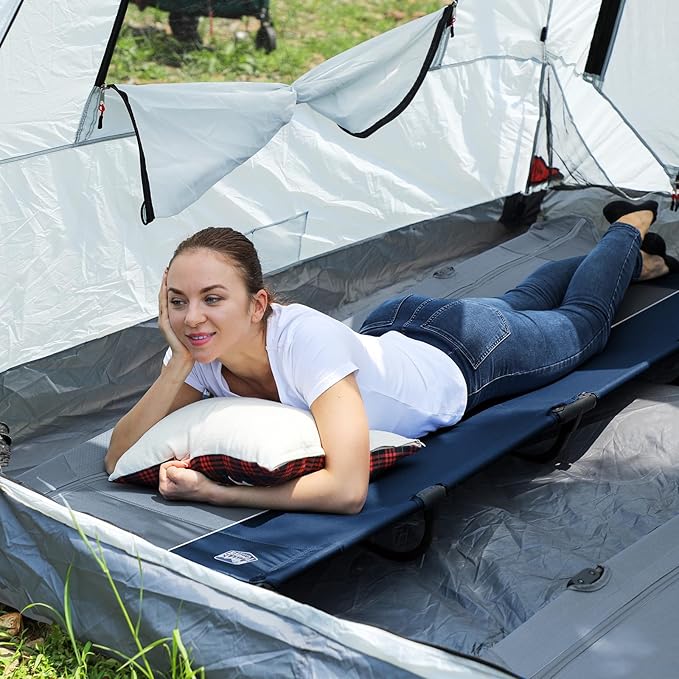 Amazon.com: TIMBER RIDGE Lightweight Aluminum Camping Cot, Easy Set Up ...