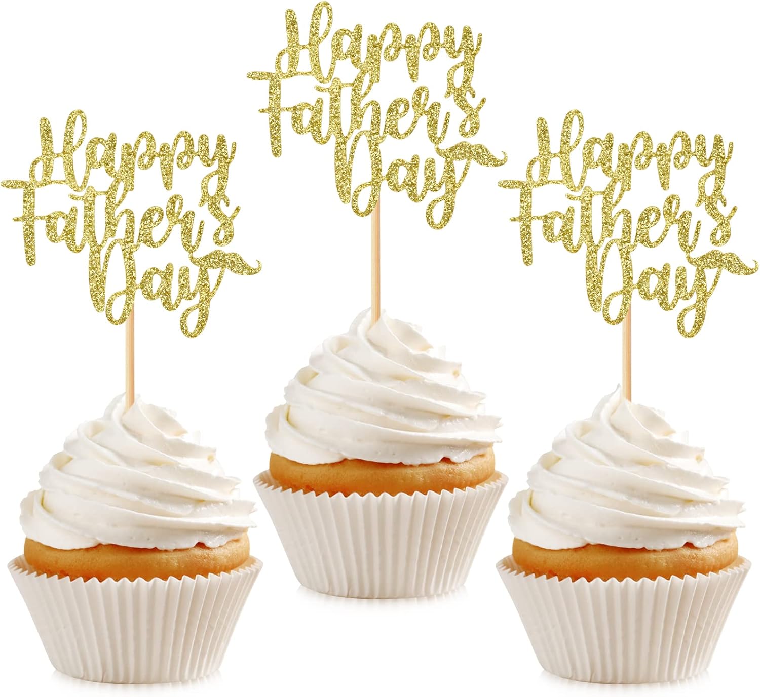 Amazon.com: 36 PCS Happy Father's Day Cupcake Toppers with Moustache ...