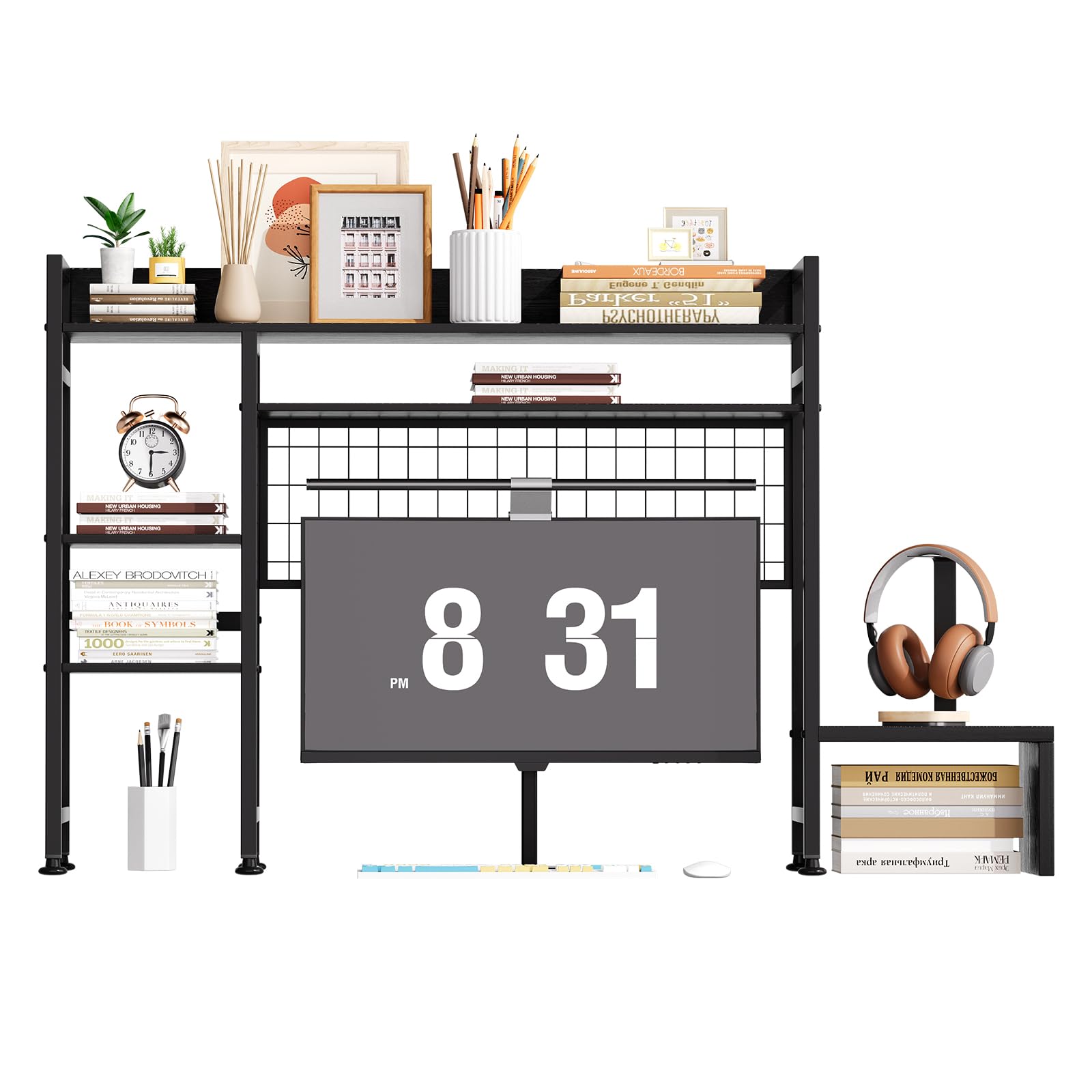 Amazon.com: mopam Computer Desktop Bookshelf Countertop Hutch Display ...