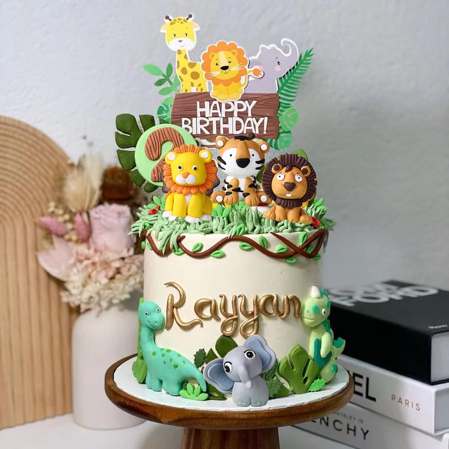Amazon.com: 16 PCS Safari Cake Topper Elephant Jungle Animal Cakes ...