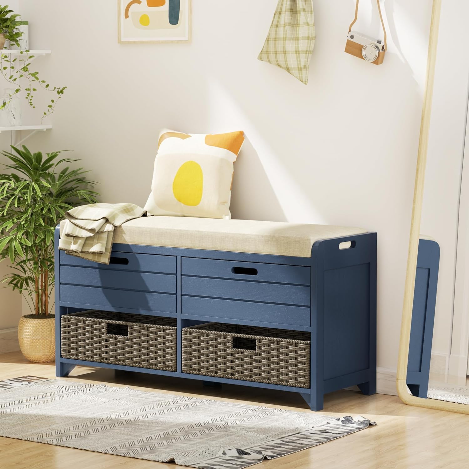 Amazon.com: LOVMOR 41" Storage Bench, ShoeBench with StorageRemovable ...