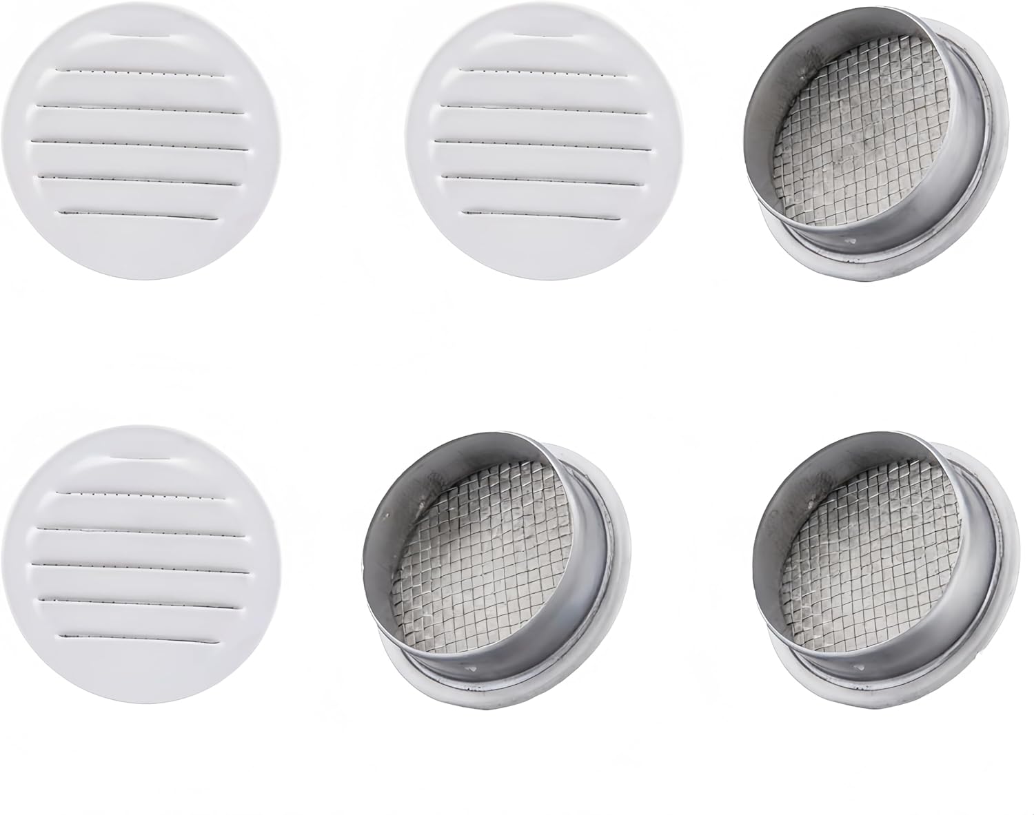 VKQ Round Aluminum Louver with Insect Screen, 2 Inches, White, 6-Pack ...