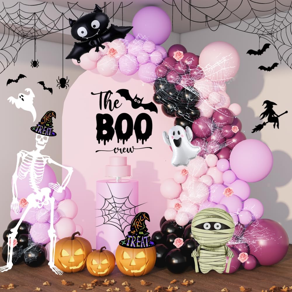 Amazon.com: Beaumode Pastel Halloween Balloon Arch with Mummy Bat Ghost ...