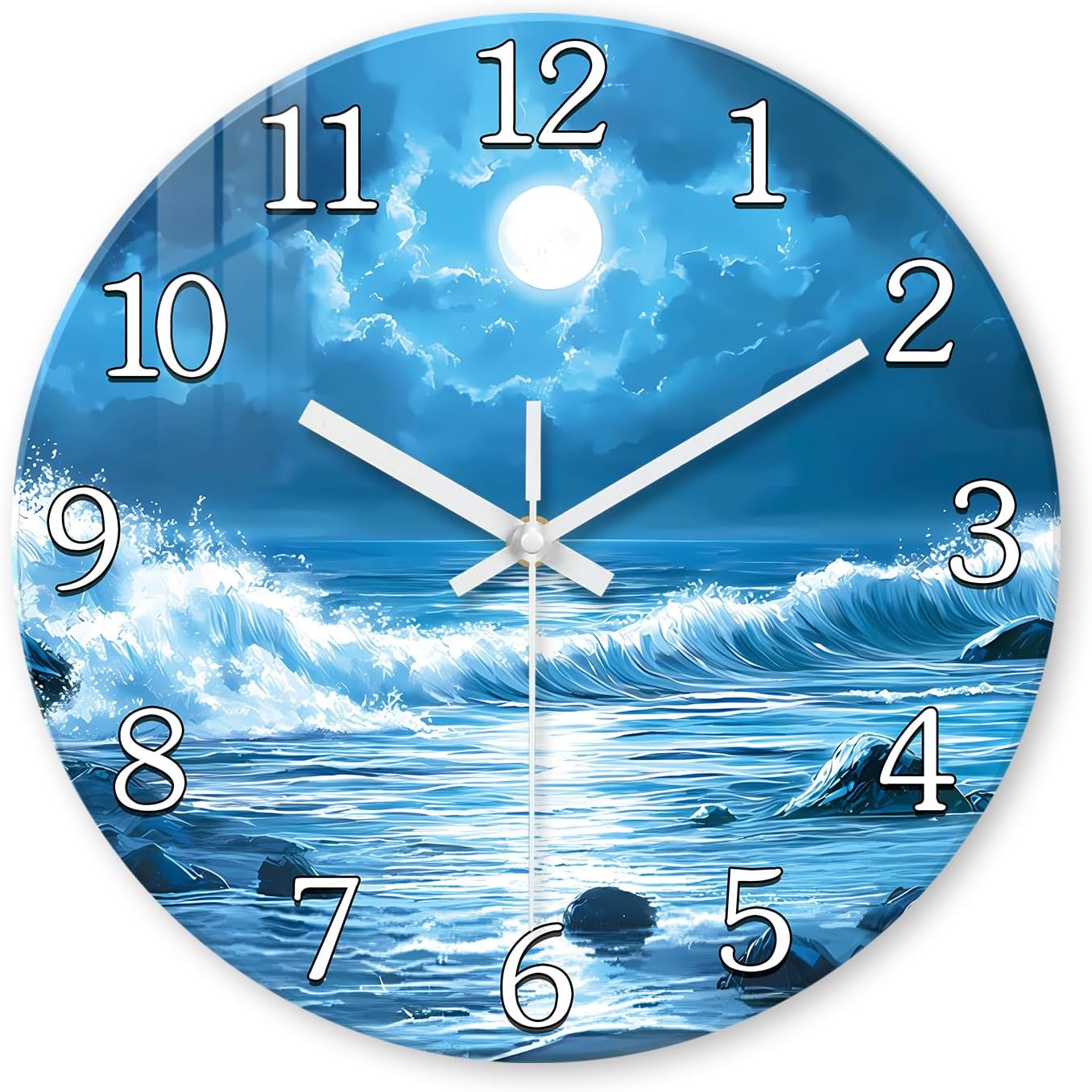 Amazon.com: XFM Blue Wall Clock Battery Operated 12 Inch Silent Non ...