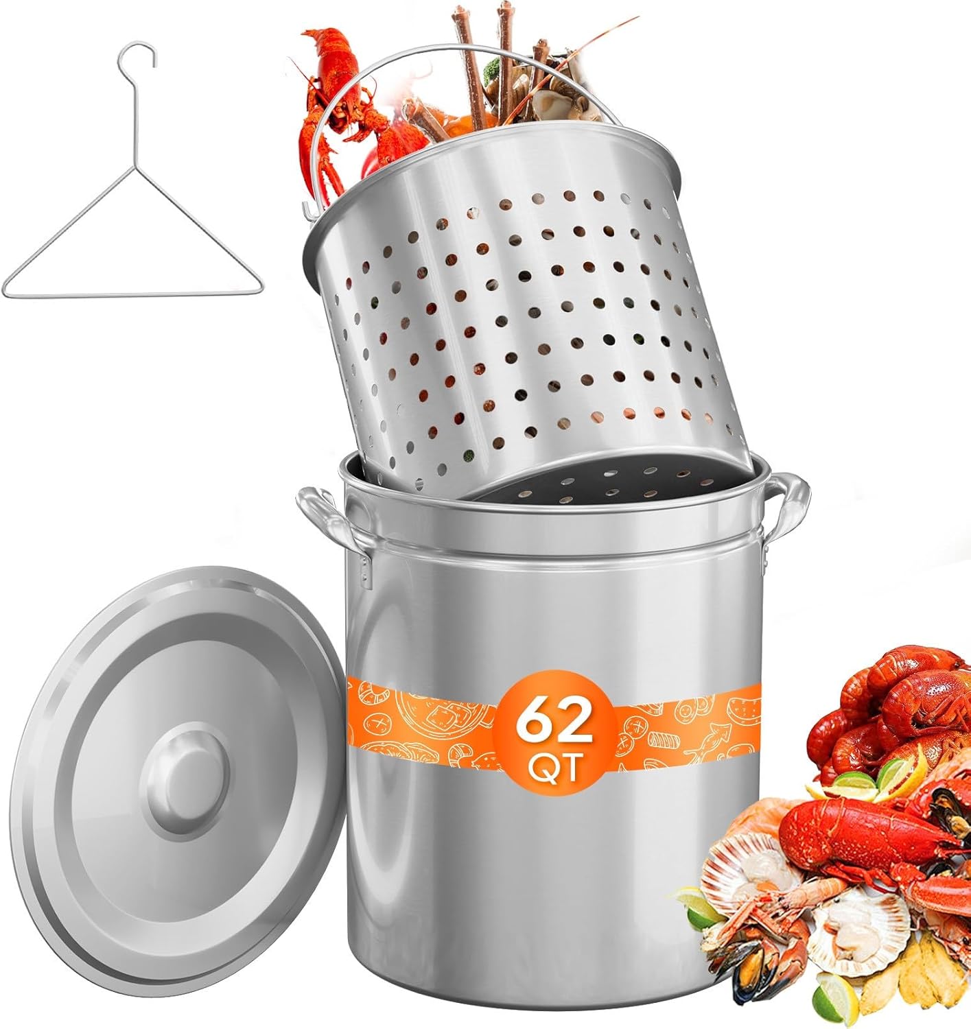 Amazon.com: ROVSUN 62QT Stainless Steel Seafood Boil Pot With Strainer ...