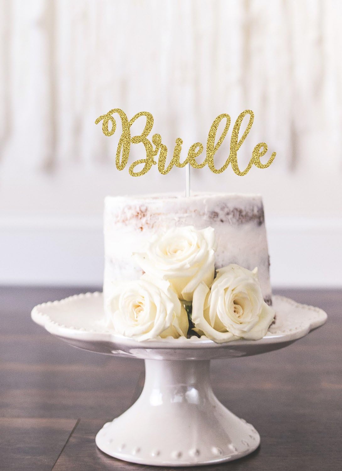 Amazon.com: Customizable Gold Glitter Name Cake Topper - Choose any ...