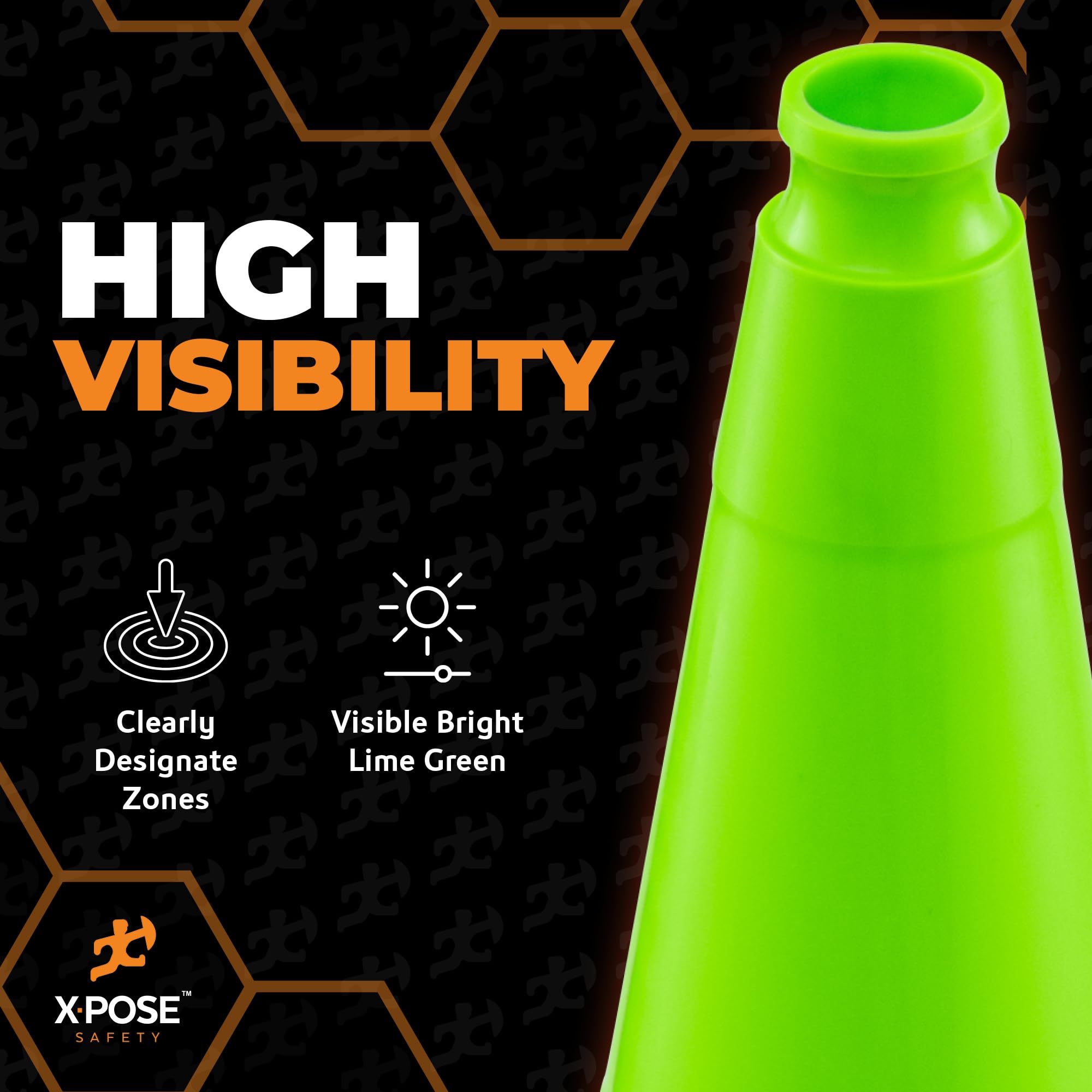 Snapklik.com : Xpose Safety 28” Lime Green Traffic Cone - 12 Pack - Premium PVC Safety Cone For ...