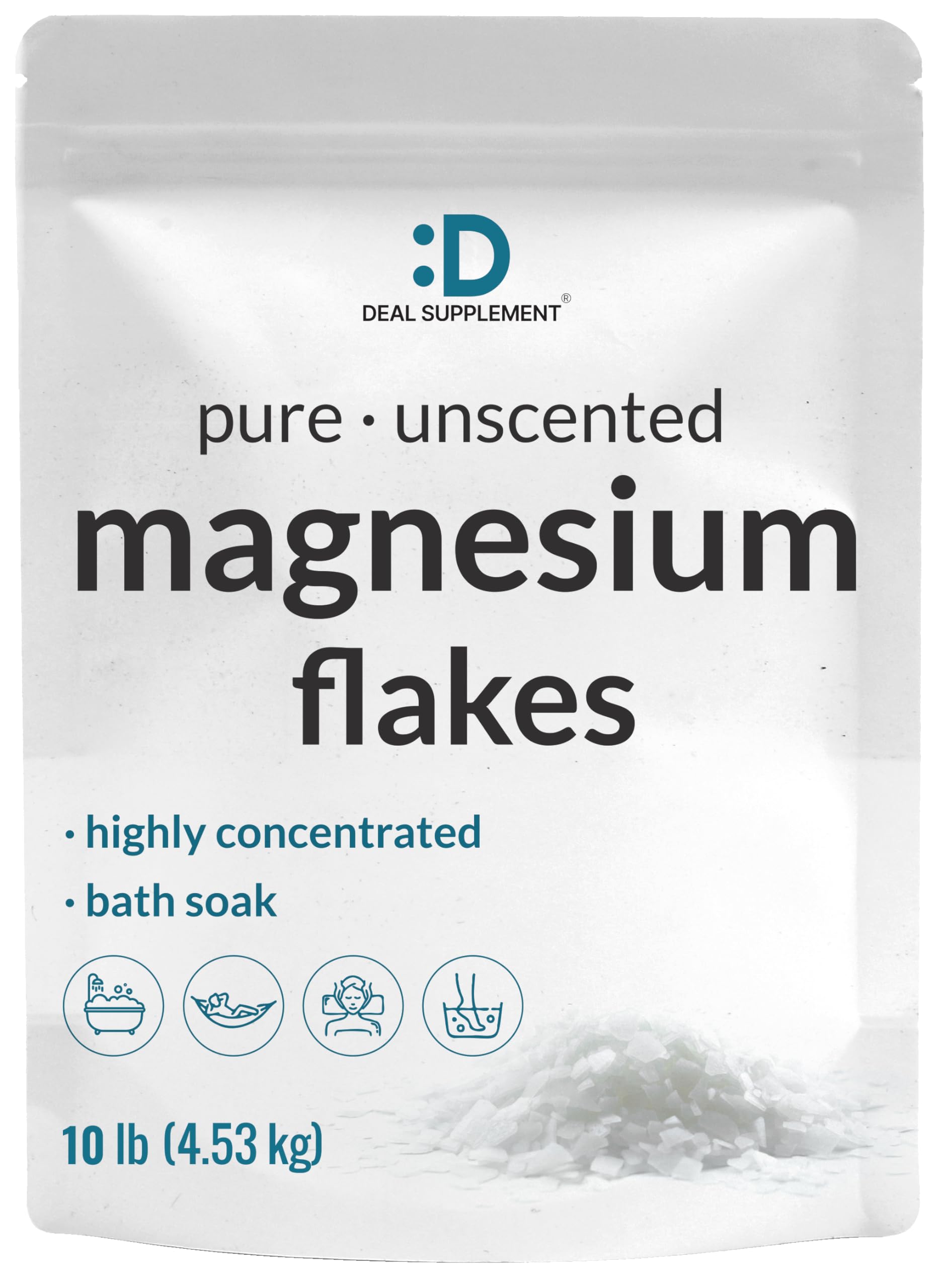 Amazon.com: Unscented Magnesium Flakes, 10lbs – Pure Magnesium Chloride – Natural Epsom Salt ...