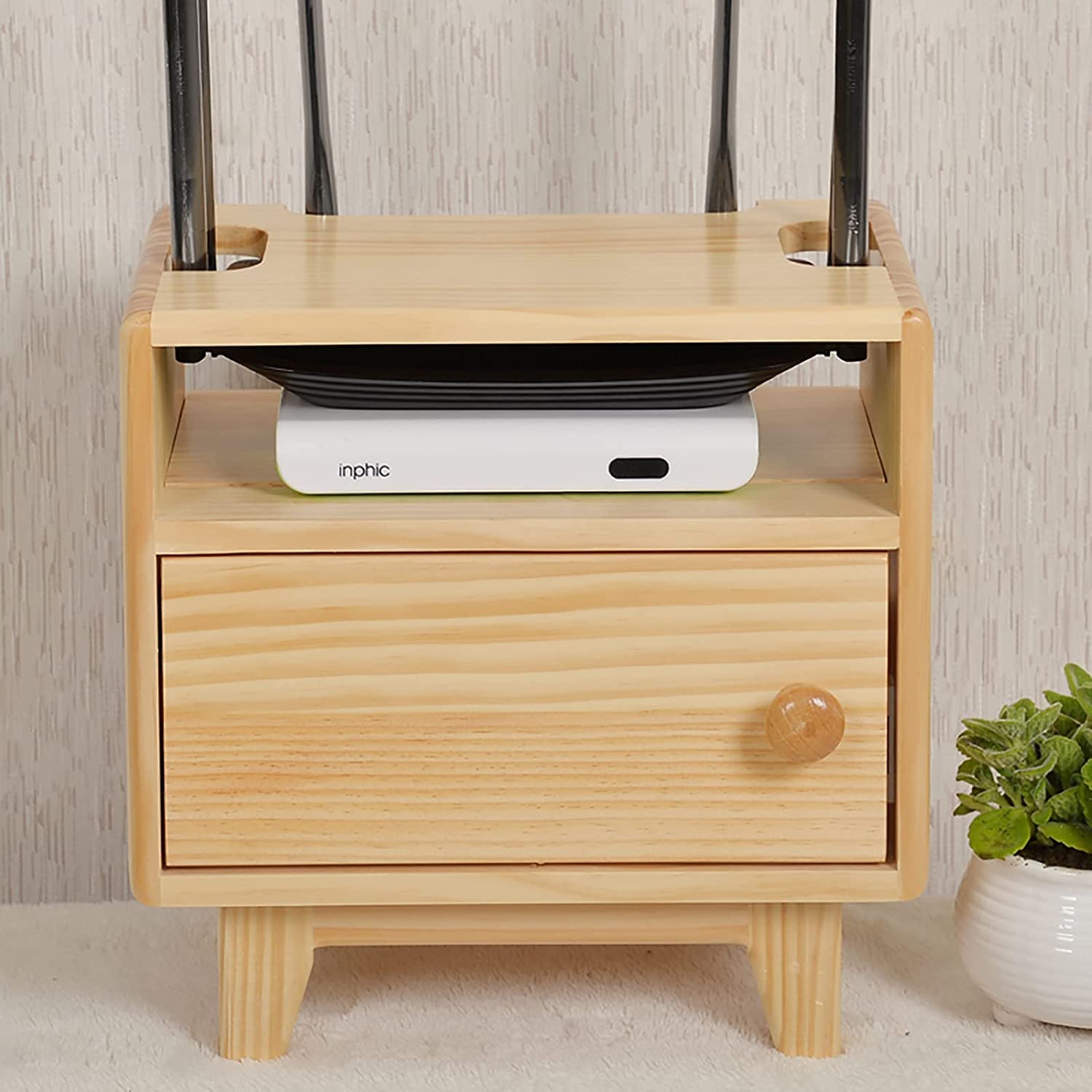 Kptkp Wifi Router Storage Box Solid Wood Wifi Router Shelf | Desertcart ...