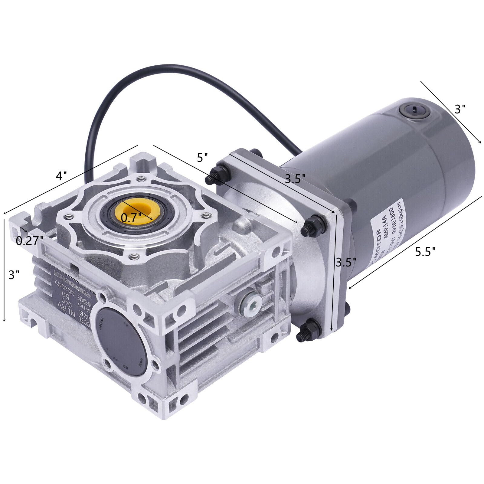 Snapklik.com : Electric Gear Motor 120W DC 24V Worm Gear Reducer ...