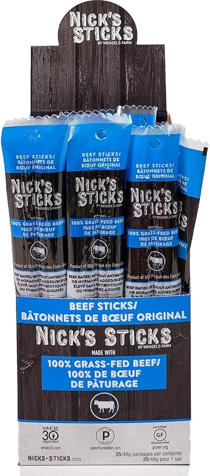 Nick's Sticks 100% Grass-Fed High Protein Beef Snack Sticks