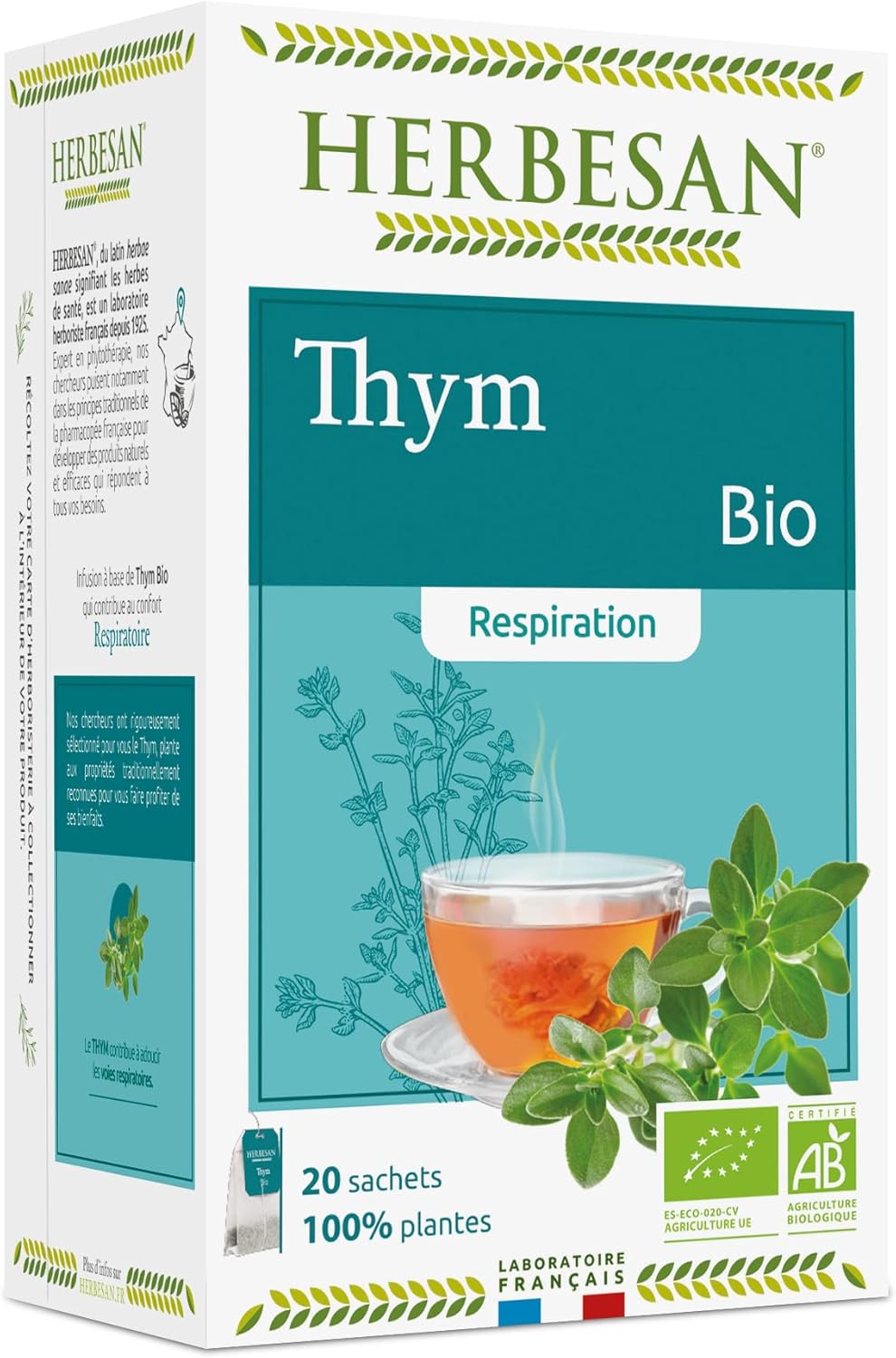 Herbesan Infusion Thyme Respiration Bio 20 Sachets : Amazon.co.uk: Grocery