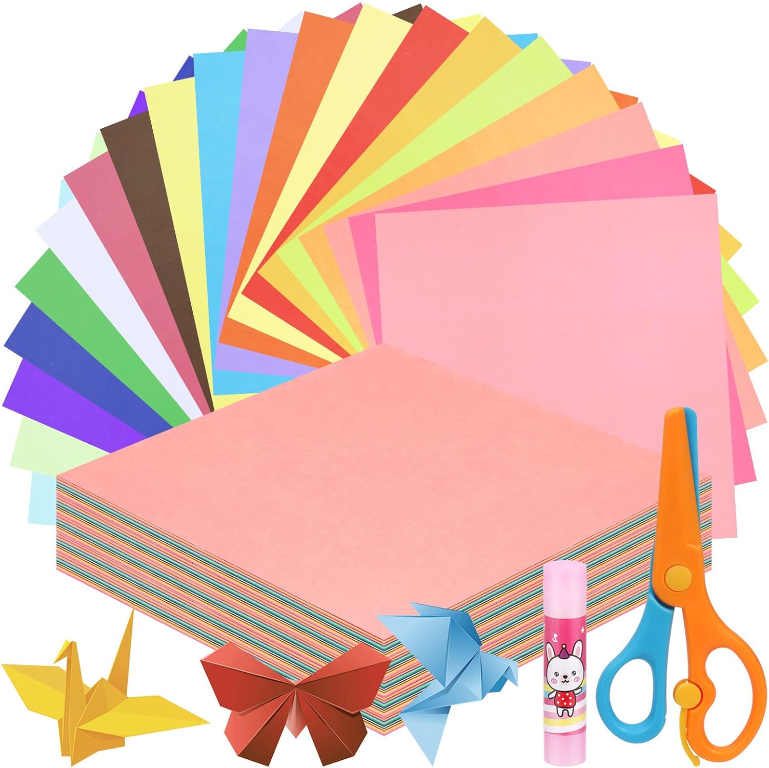 Swpeet 6X 6 Inches Square 500 Sheets 20 Vivid Colors Origami Paper Kit ...