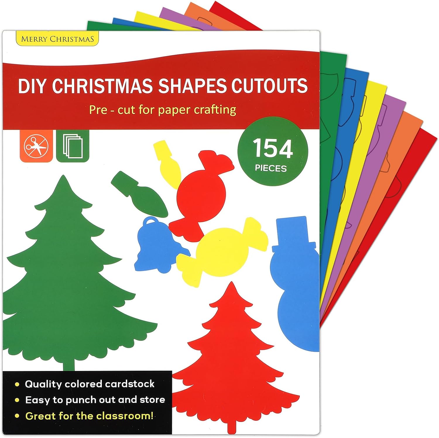 Amazon.com: 154Pcs Christmas Cutout Punch Out Christmas Bulletin Board ...