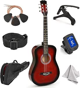 Amazon.com: MasterPlay 30" Beginner Acoustic Guitar - Redburst ...