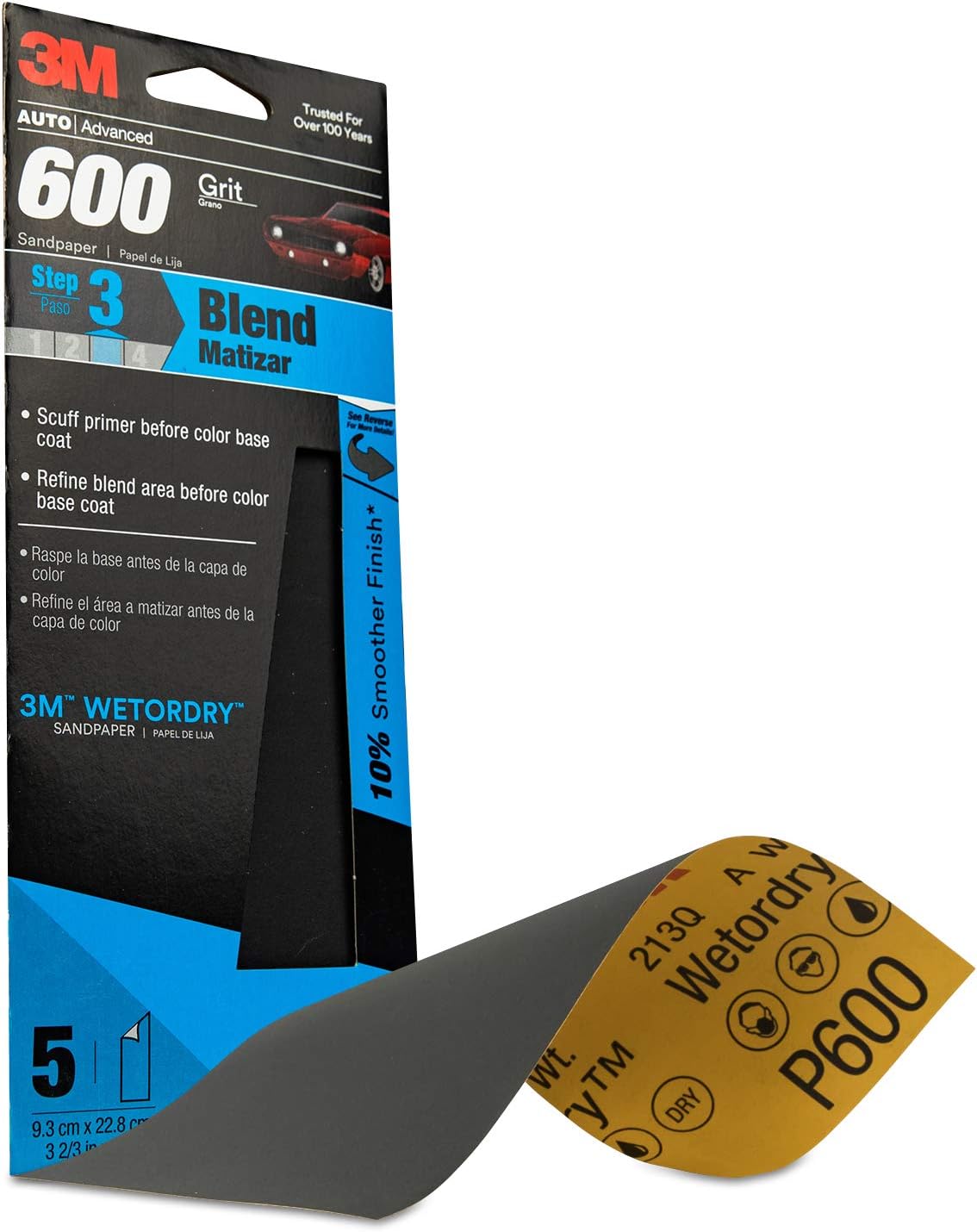 3M Wetordry Sandpaper, 32036, 600 Grit, 9 in x 11 in, 5 Sheets Per Pack ...
