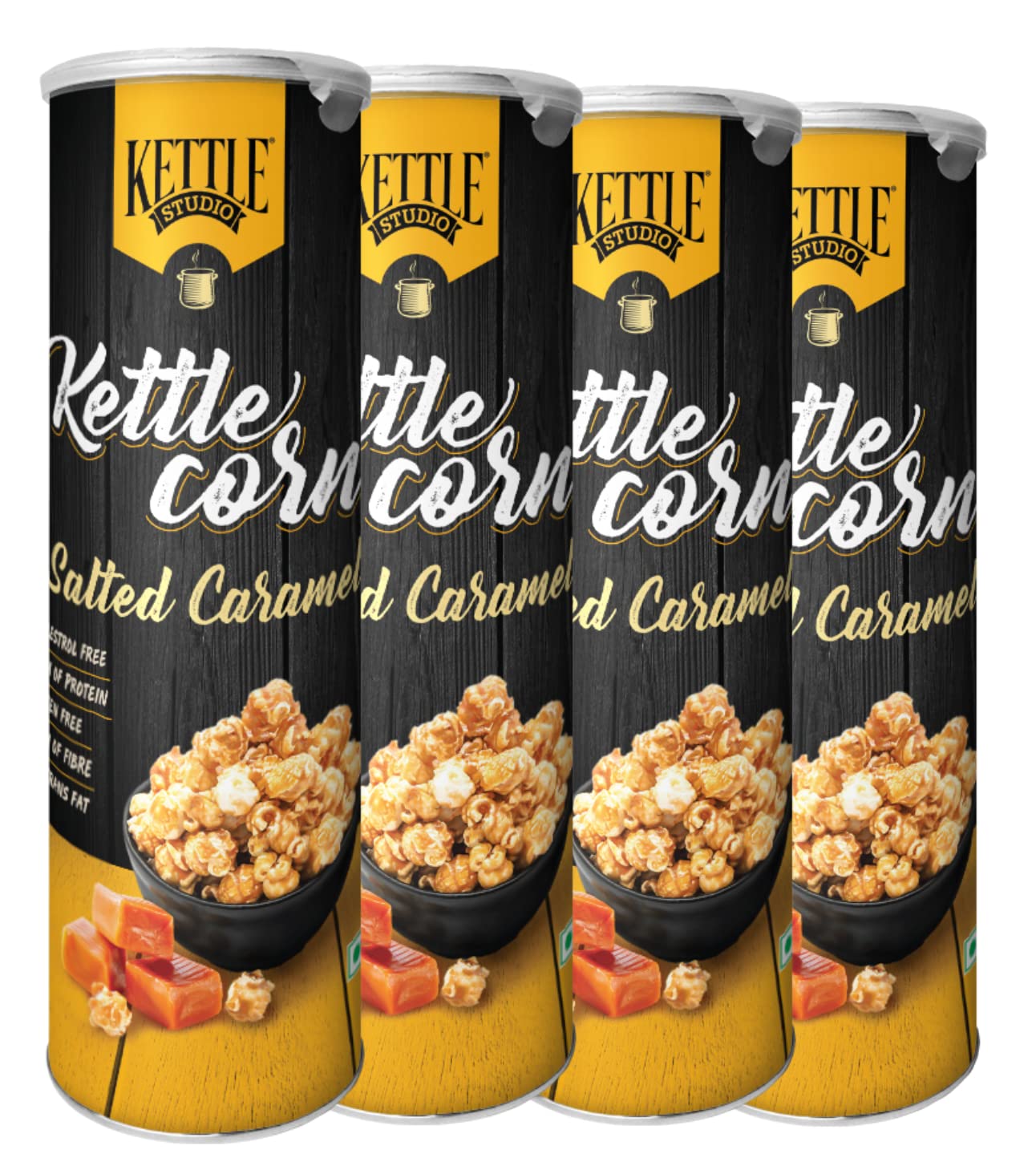 Kettle Studio Corn Salted Caramel popcorn (Canister) -125g |Pack of 4 ...