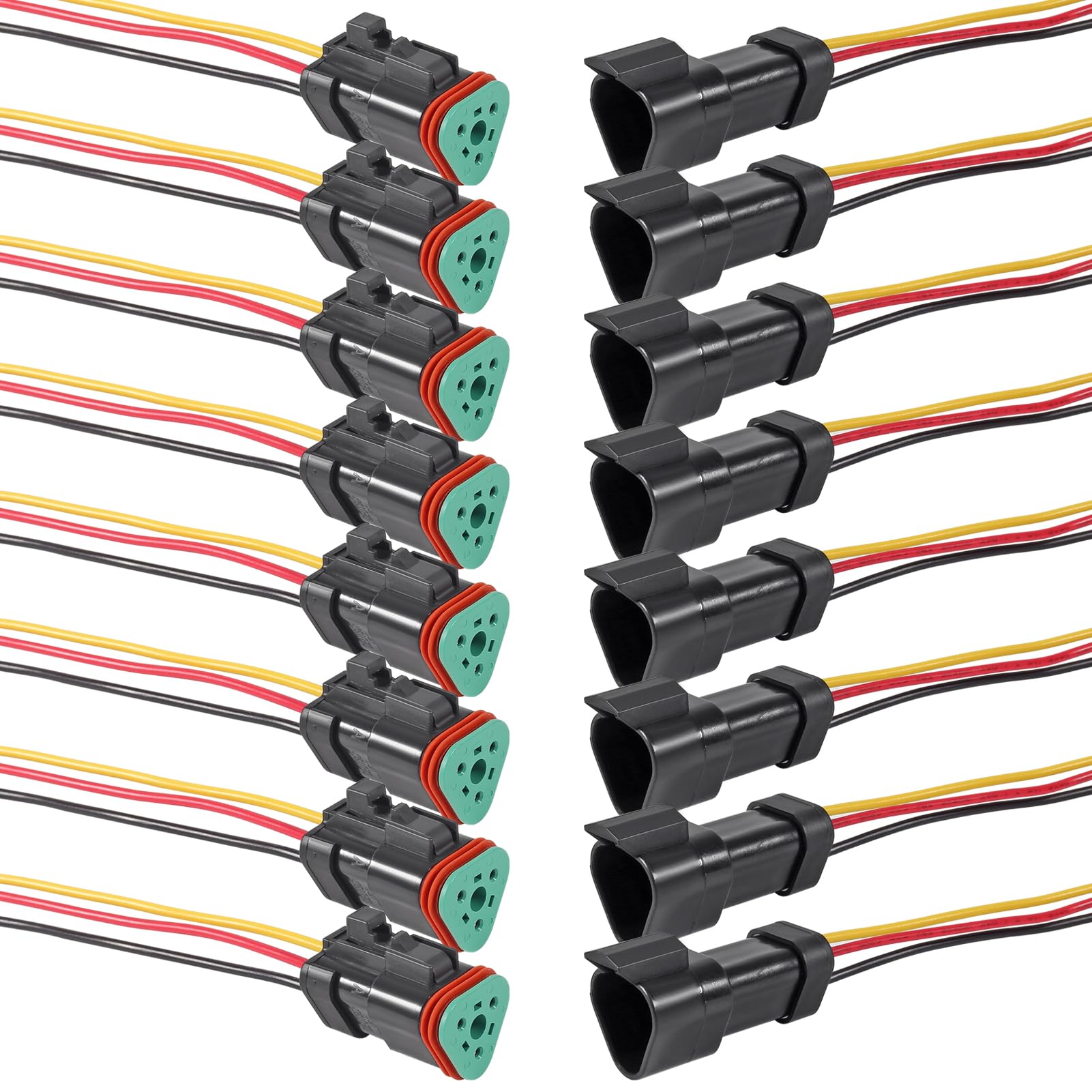 Snapklik.com : 8Kits 3 Pin DT Connectors 3 Wire Male And Female ...