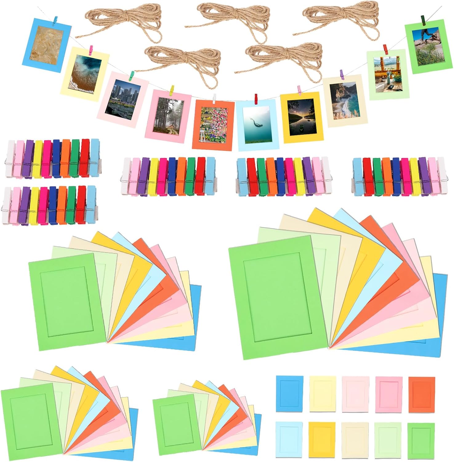 Amazon.com - Swpeet 105Pcs Colorful Paper Photo Frames Set, Hanging ...