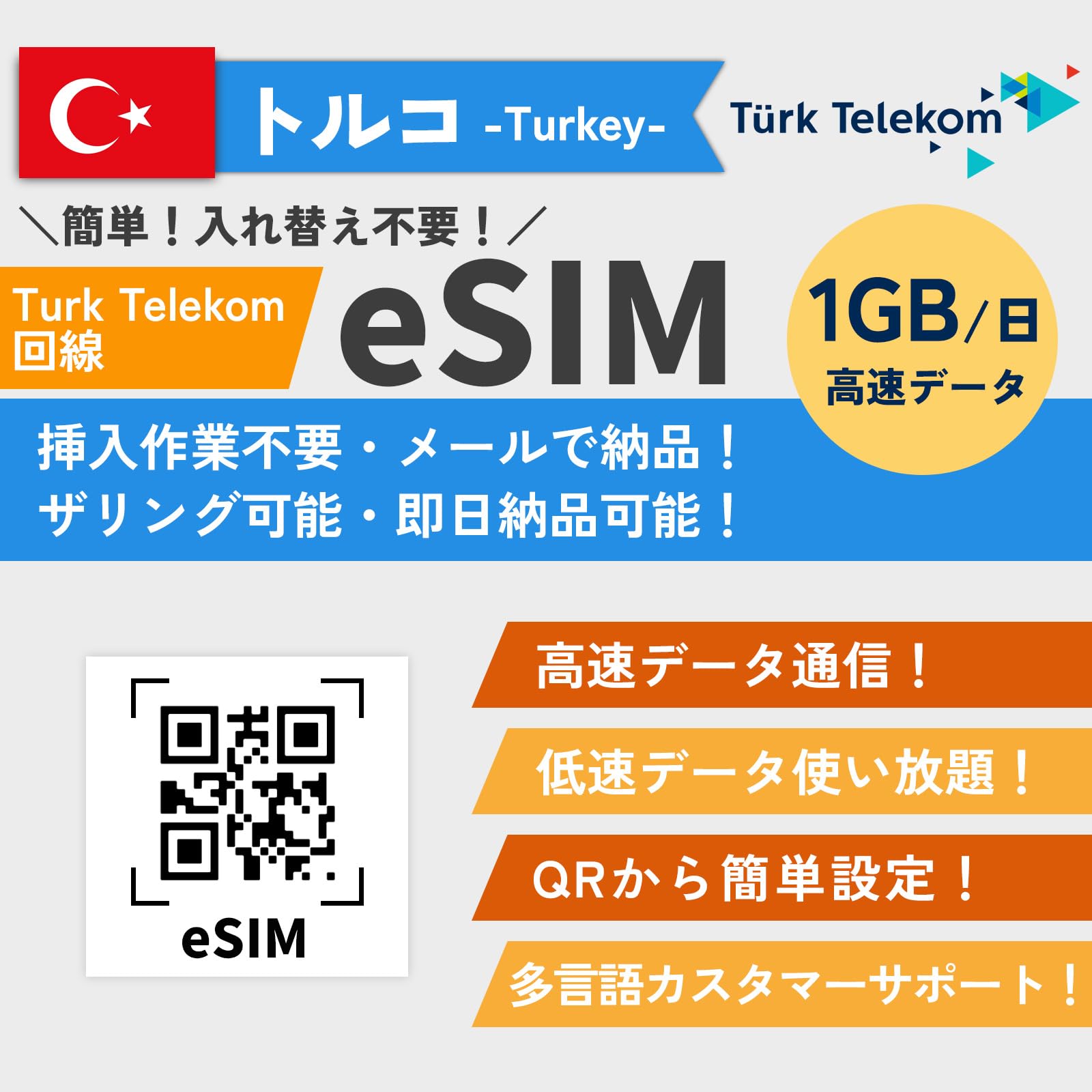 Amazon.co.jp: 【トルコ eSIM】 Turk Telekom キャリア 【3日間・1GB/日高速データ】 低速データ使い放題 ...