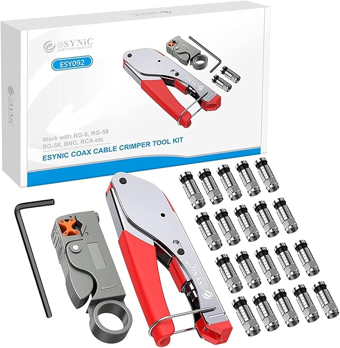 Coaxial Cable Crimper,eSynic Professional Coax Crimping Tool Coax Cable ...
