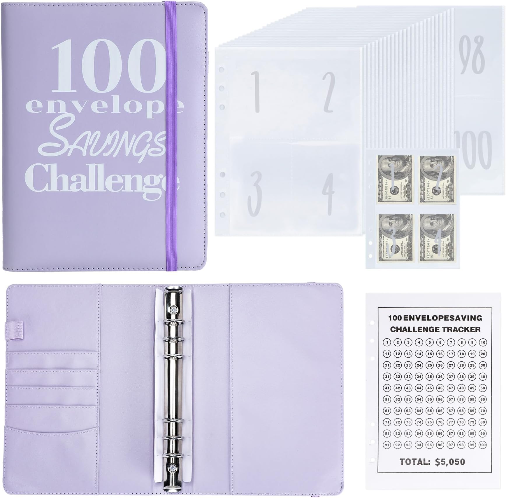 Amazon.com : 100 Envelopes Money Saving Challenge Binder - A5 Money ...