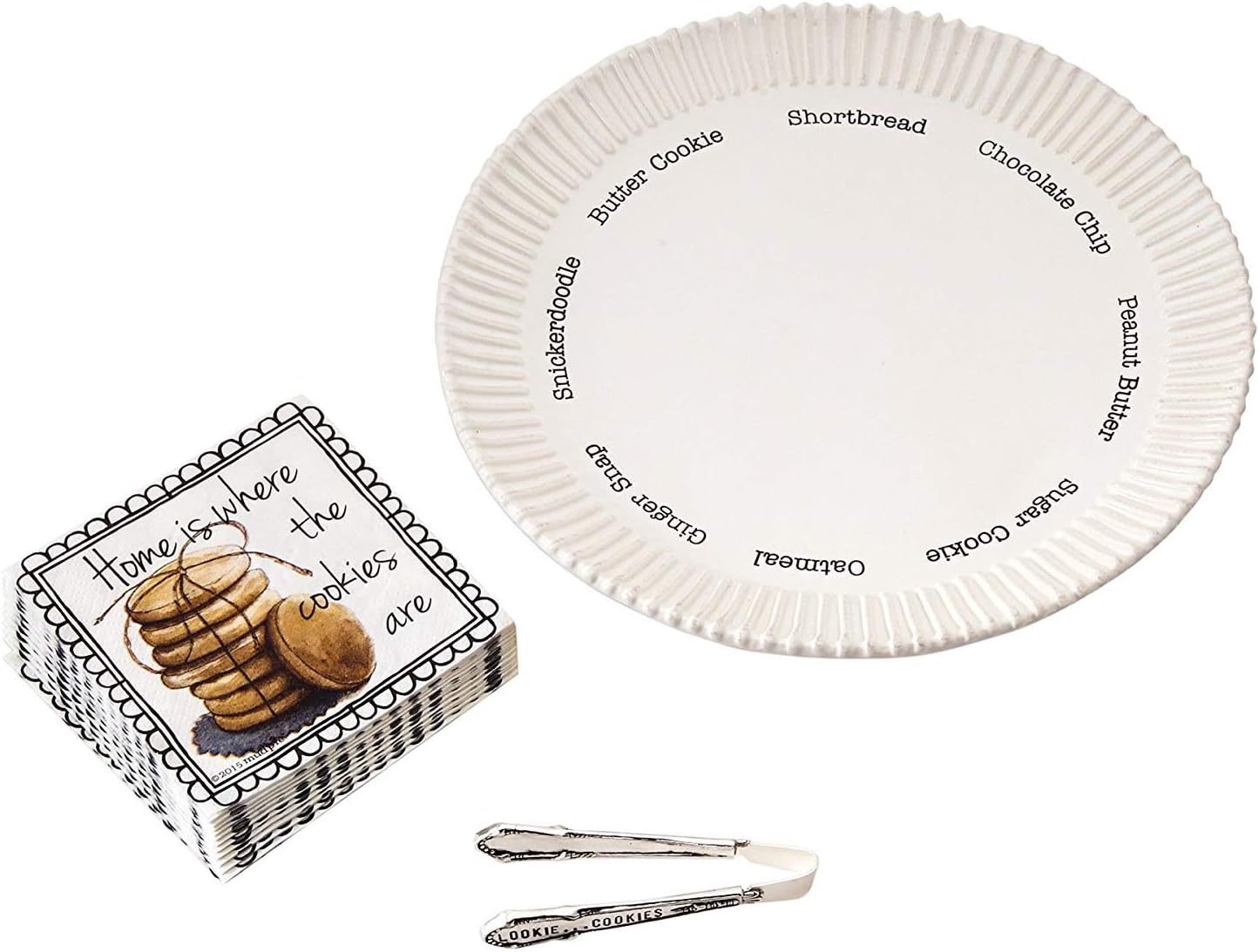 Amazon.com | Mud Pie Circa Cermanic Cookie Plate Set, White: Platters